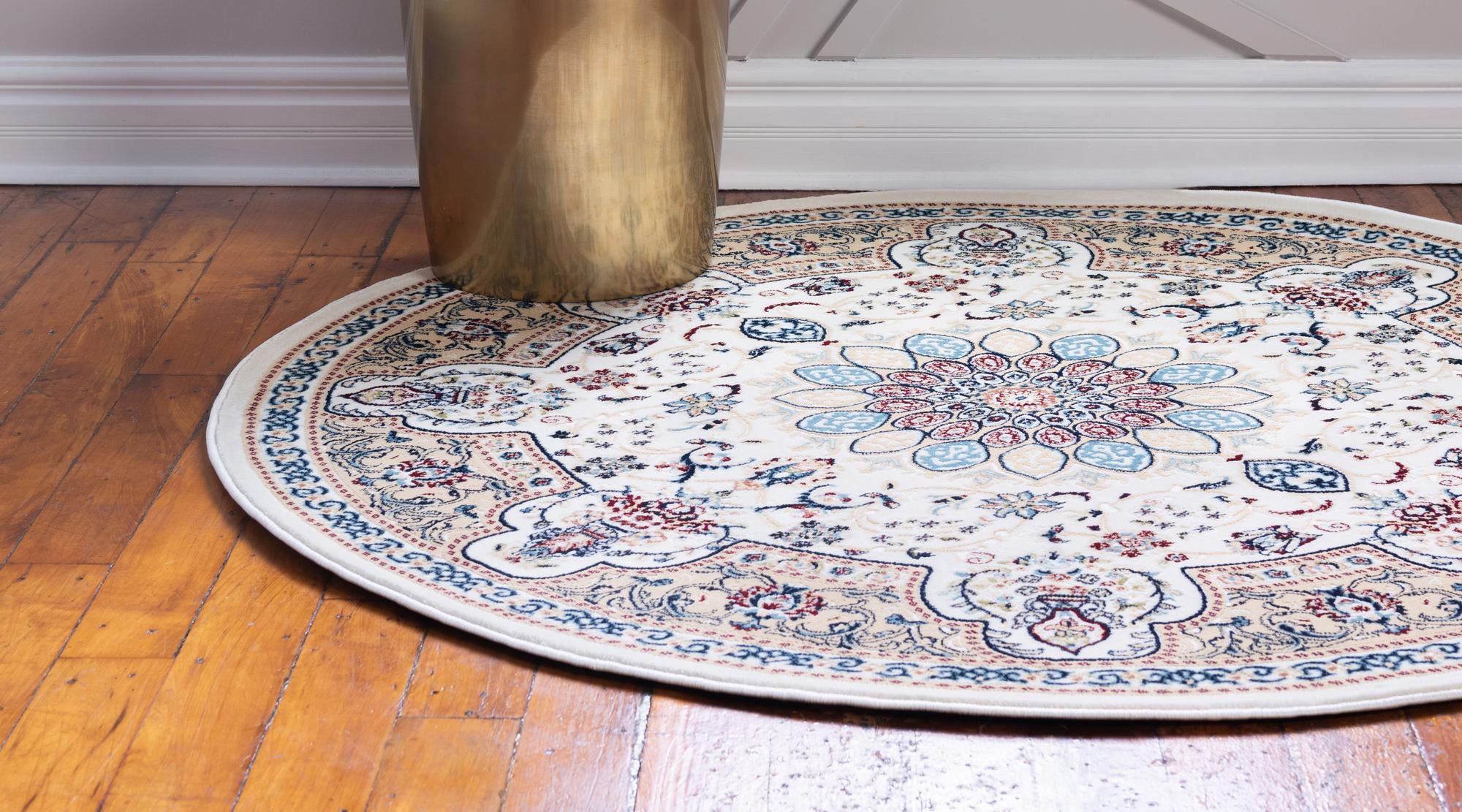 Ivory 5' x 5' Nain Design Round Rug | Rugs.com