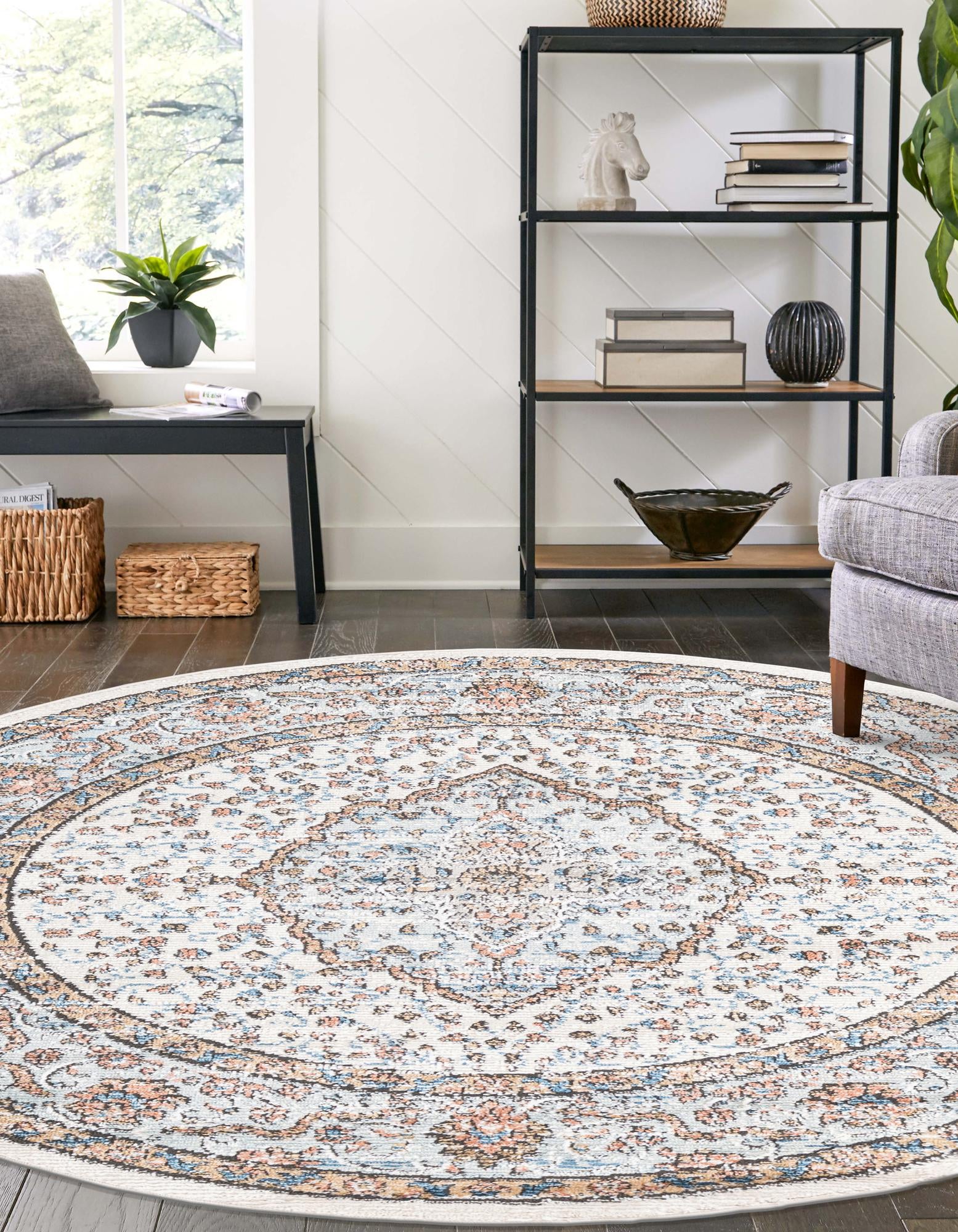 Ivory 7' x 7' Nyla Round Rug | Rugs.com