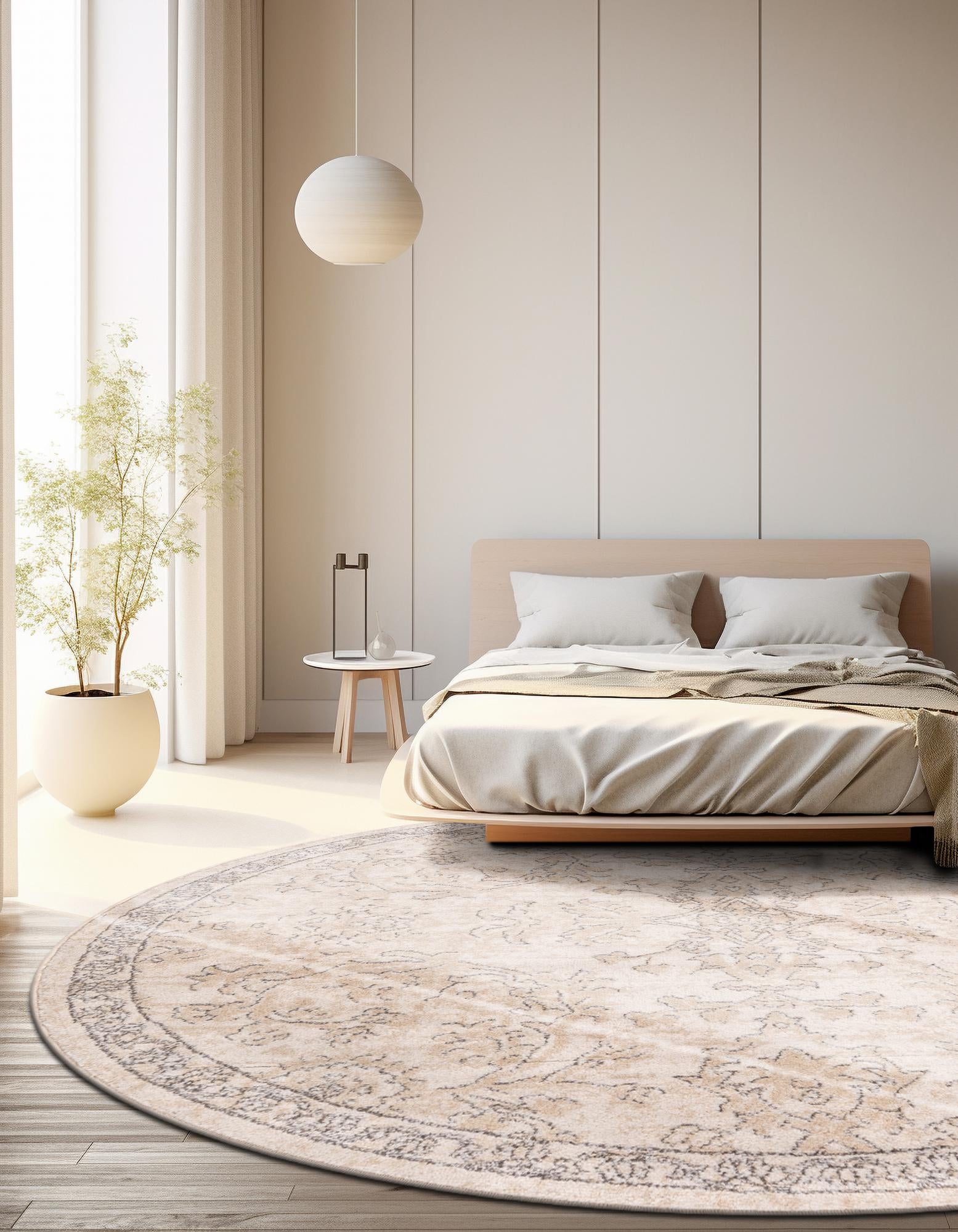 Ivory 7' x 7' Oregon Round Rug | Rugs.com