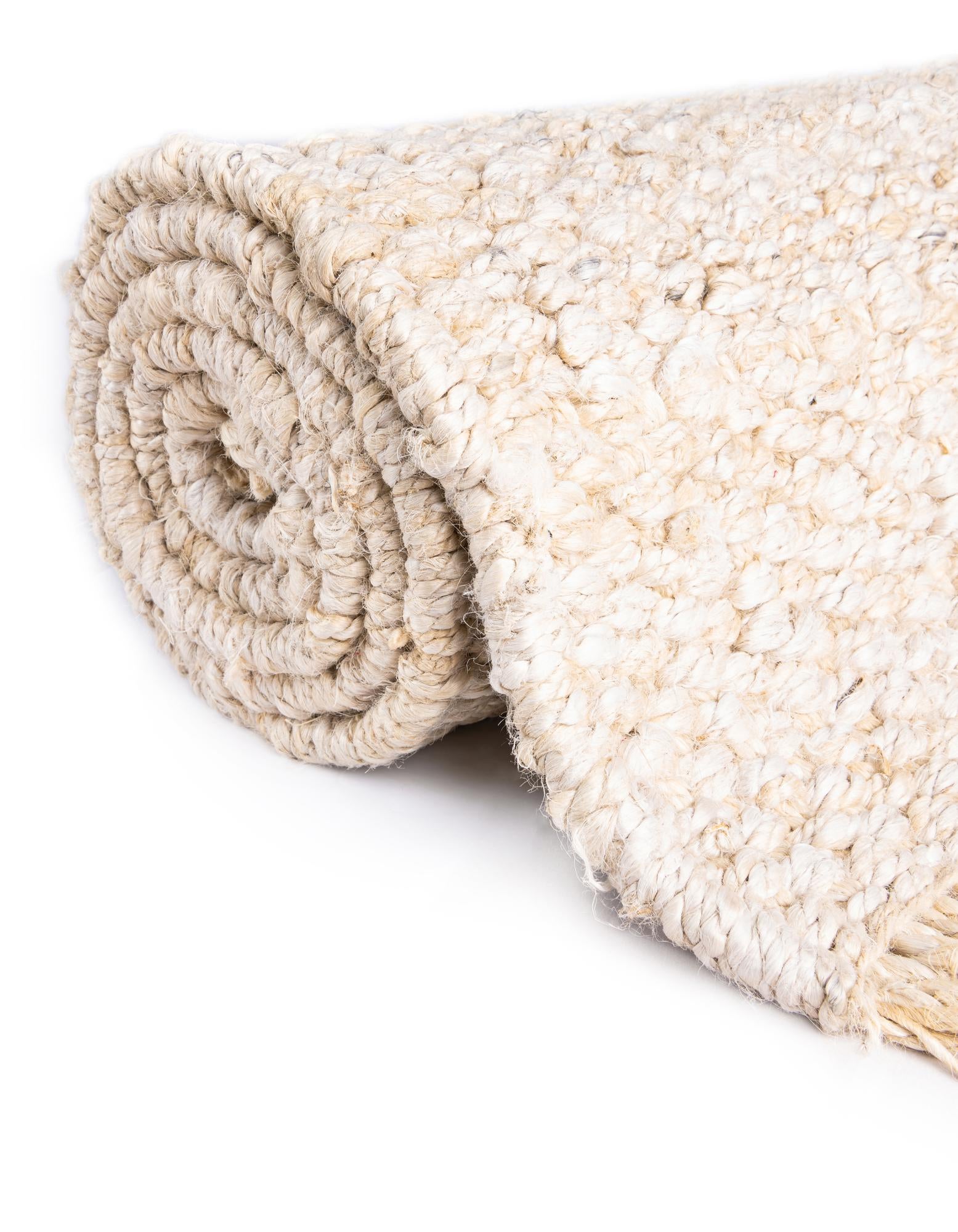 Ivory 2' 7 x 6' 1 Hand Woven Chunky Jute Runner Rug | Rugs.com