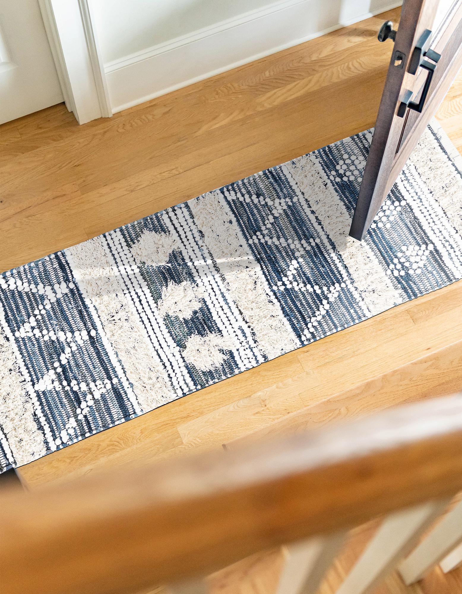 Ivory 2' 7 x 10' Hand Woven Cotton Chindi Runner Rug | Rugs.com