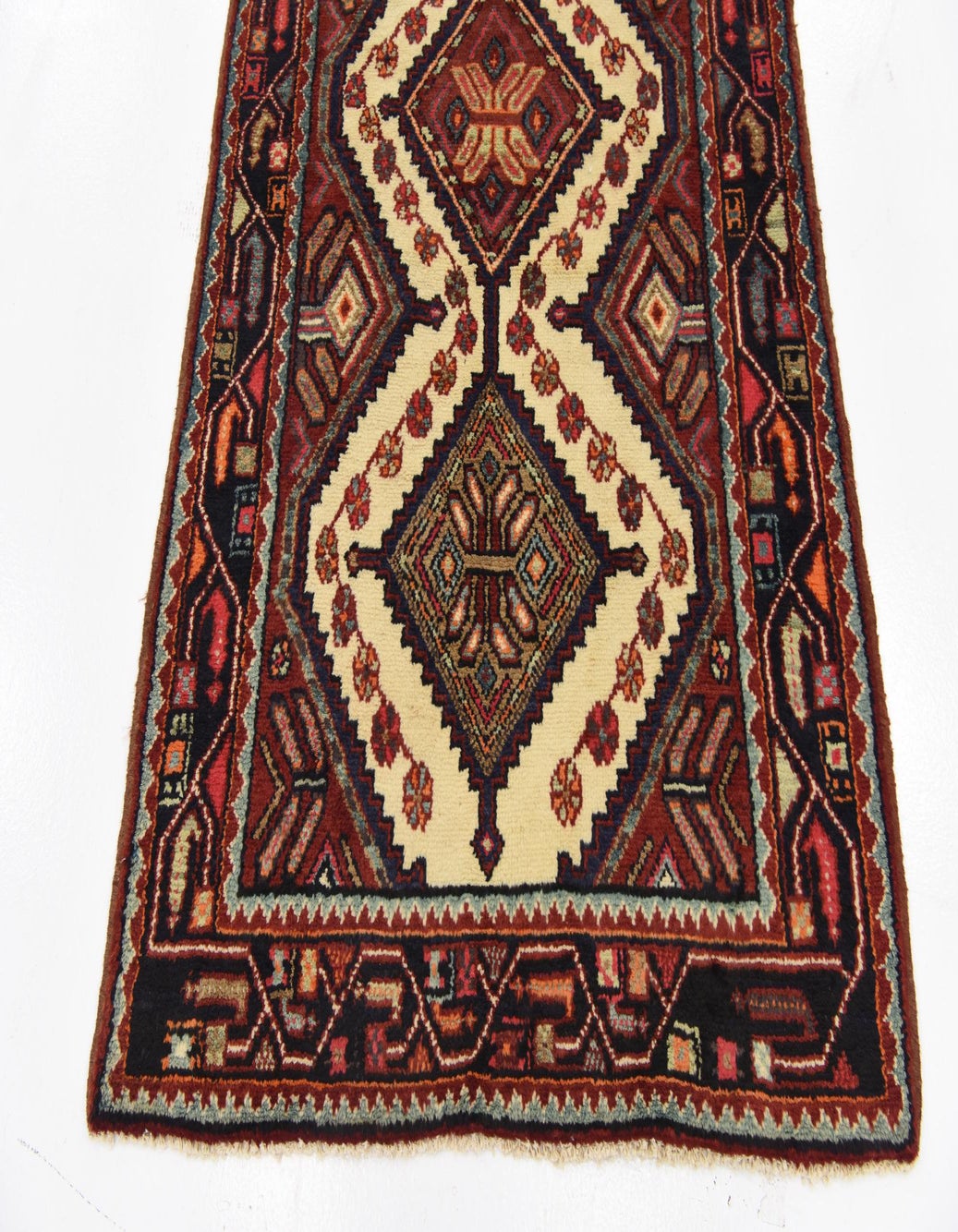 Ivory 3' 4 x 10' Hand Knotted Koliaei Persian Wool Runner Rug | Rugs.com