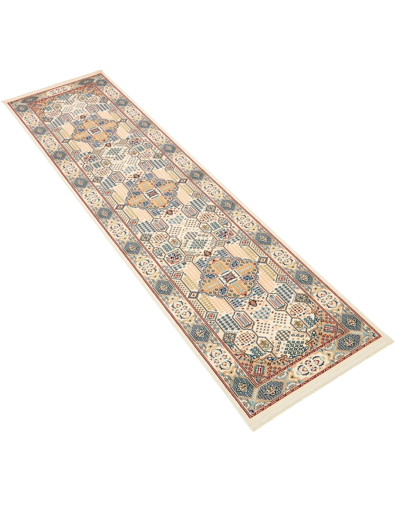 Ivory 3' x 13' Nain Design Runner Rug | Rugs.com