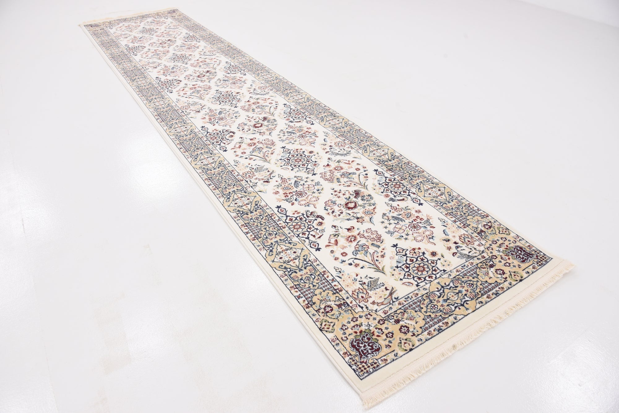 Ivory 3' x 13' Nain Design Runner Rug | Rugs.com