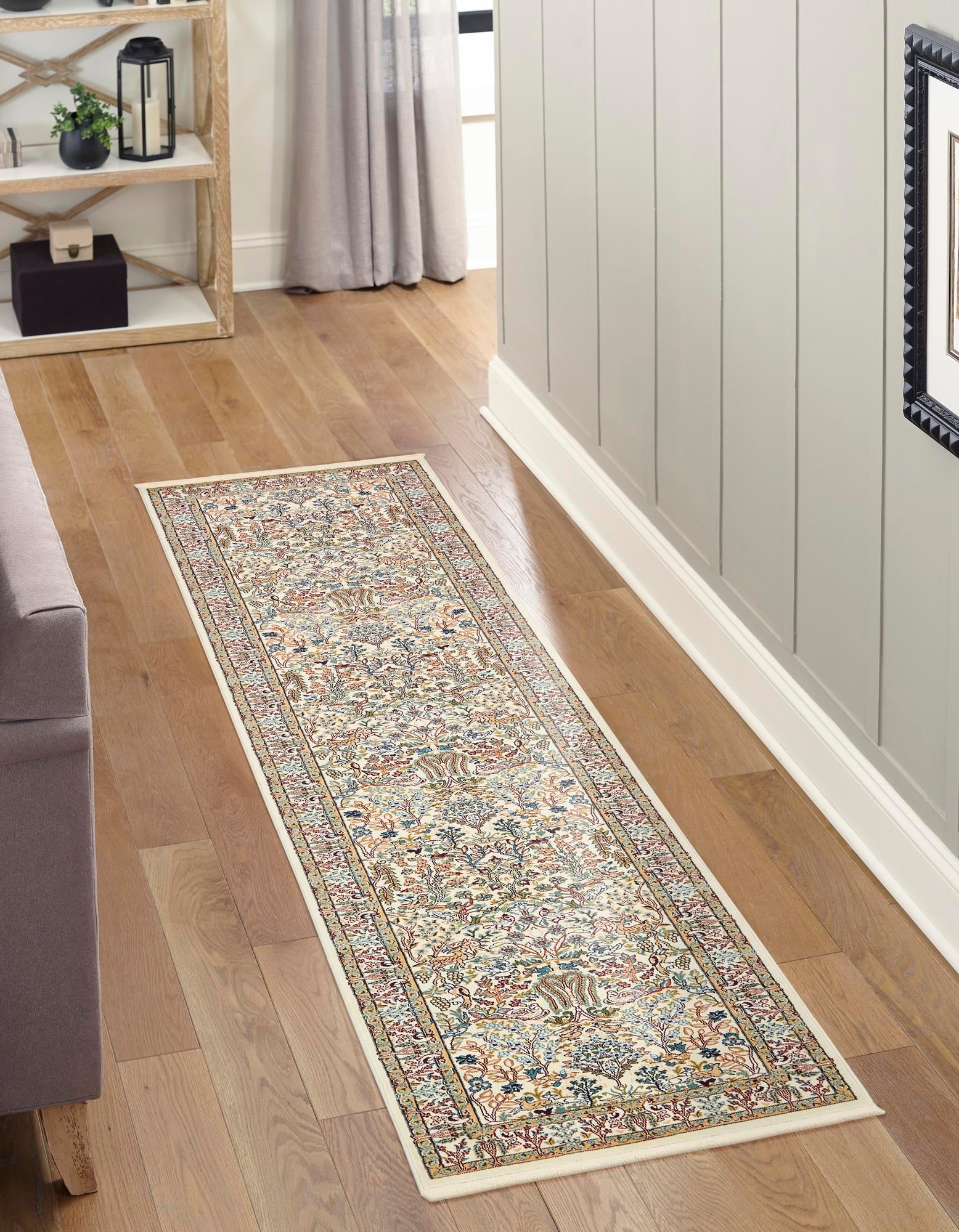 Ivory 3' x 13' Nain Design Runner Rug | Rugs.com