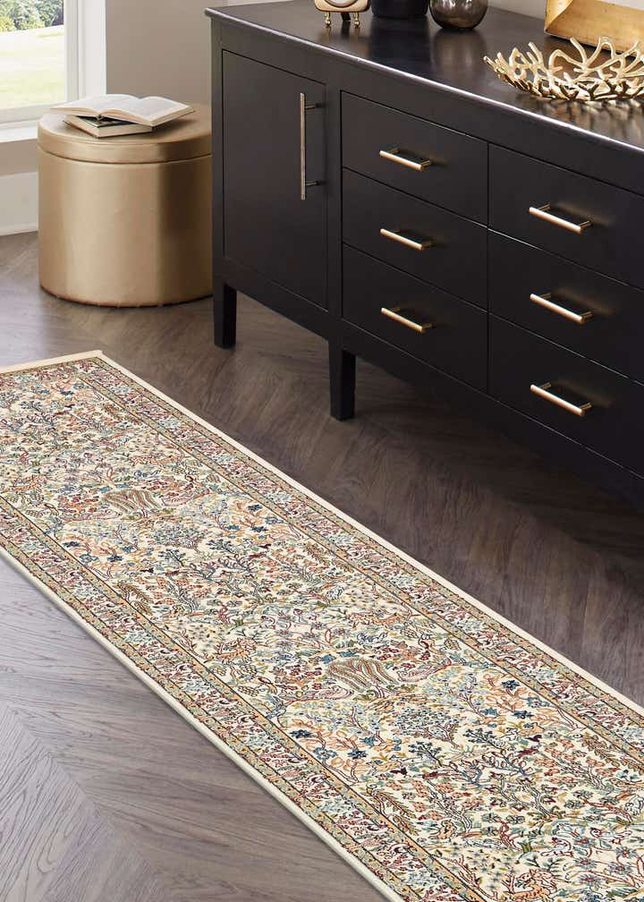 Ivory 3' x 13' Nain Design Runner Rug | Rugs.com
