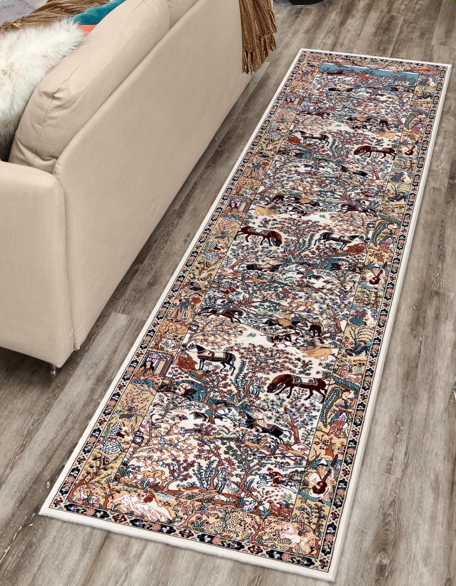 Ivory 3' x 13' Nain Design Runner Rug | Rugs.com