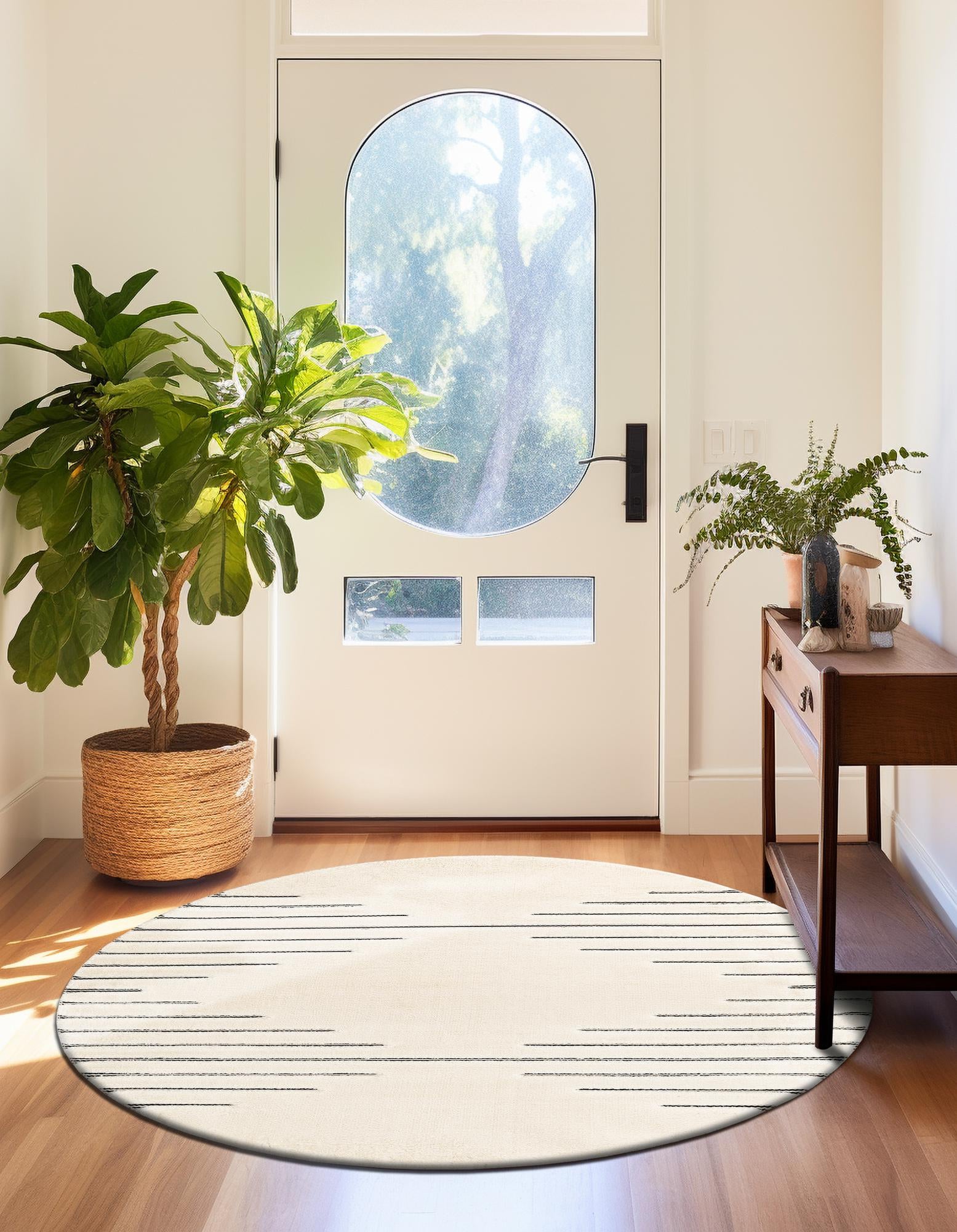 Ivory White 3' x 3' Prismatic Round Rug | Rugs.com