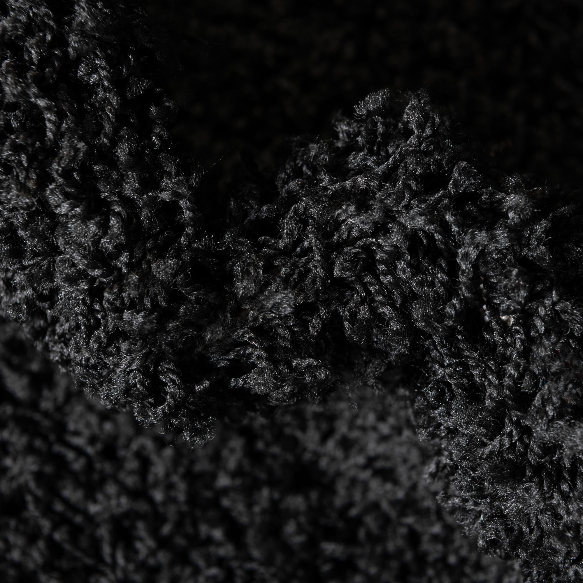 Jet Black 2' x 6' Solid Shag Runner Rug | Rugs.com