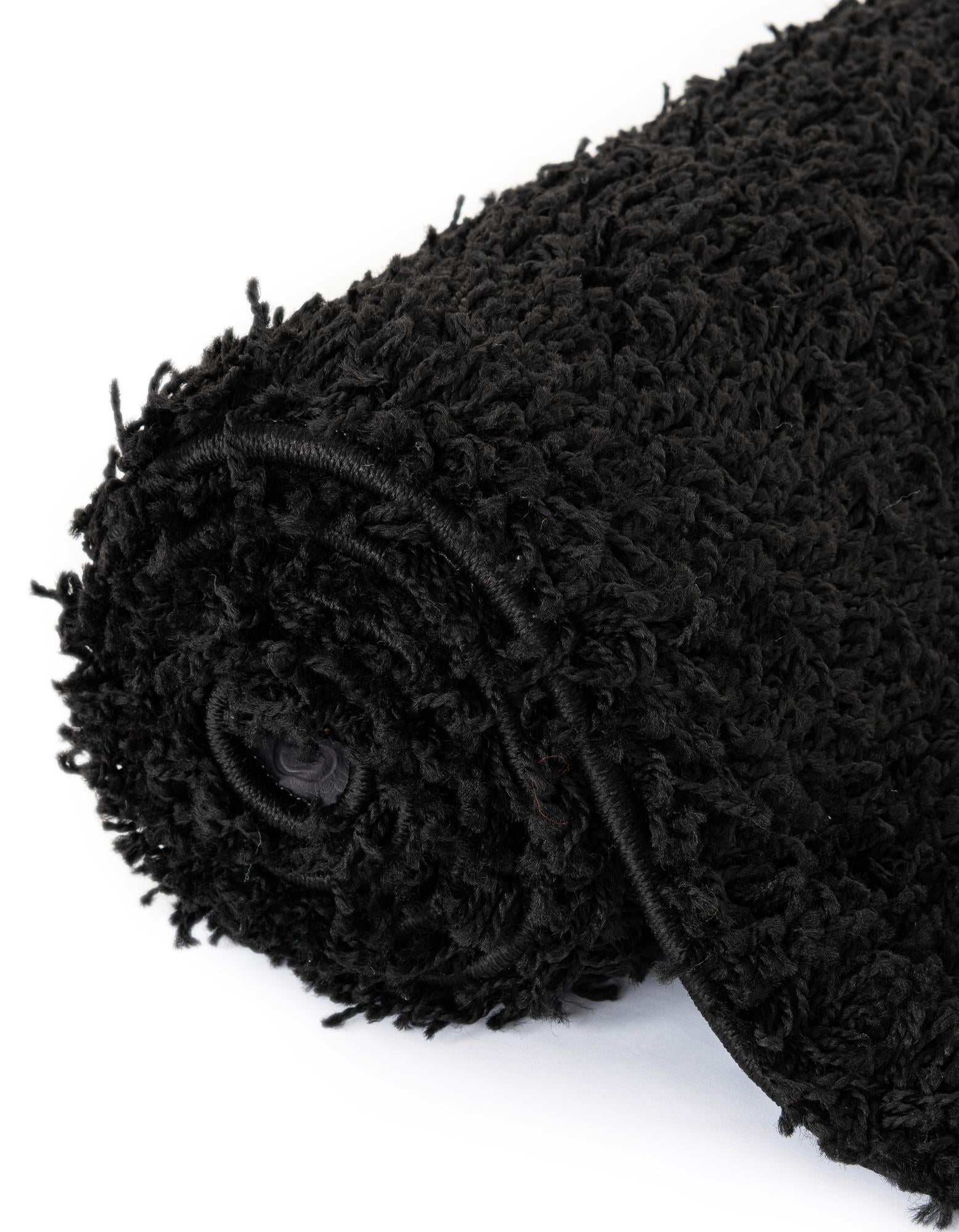 Jet Black 2' x 6' Solid Shag Runner Rug | Rugs.com