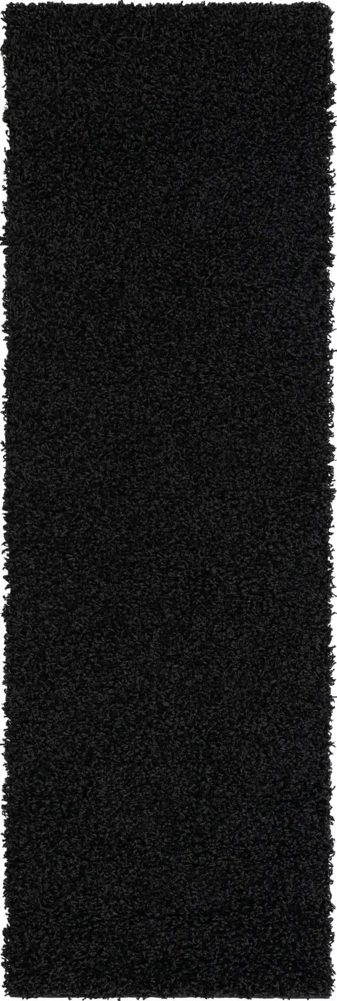 Jet Black 2' x 6' Solid Shag Runner Rug | Rugs.com