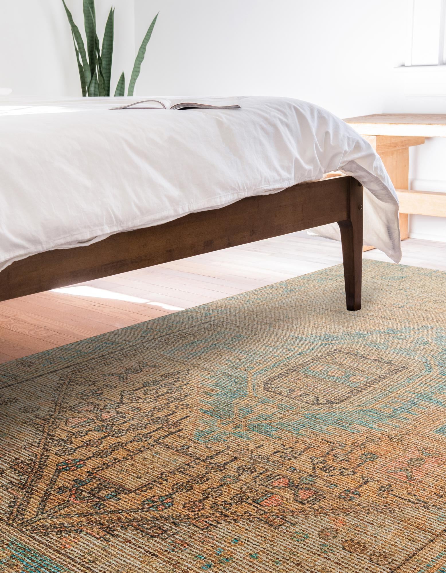 Khaki and Ivory 6' 1 x 9' Hand Woven Chenille Jute Rug | Rugs.com