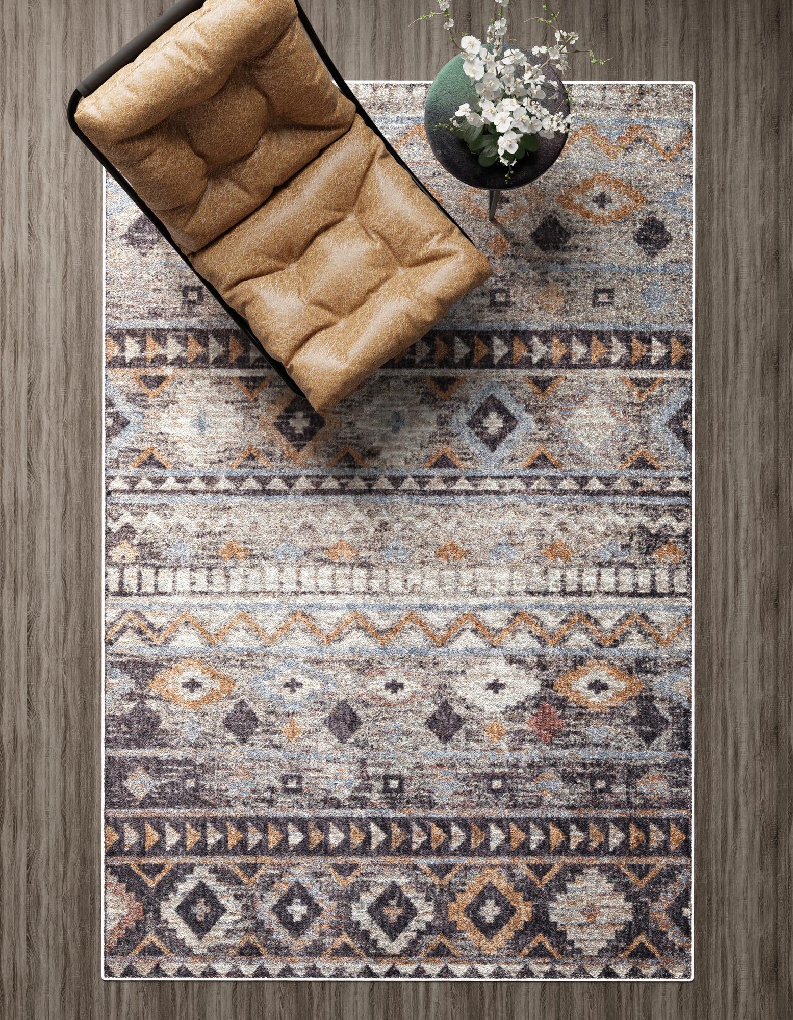 Khaki Gray 7' 10 x 10' Eco Southwestern Rug | Rugs.com