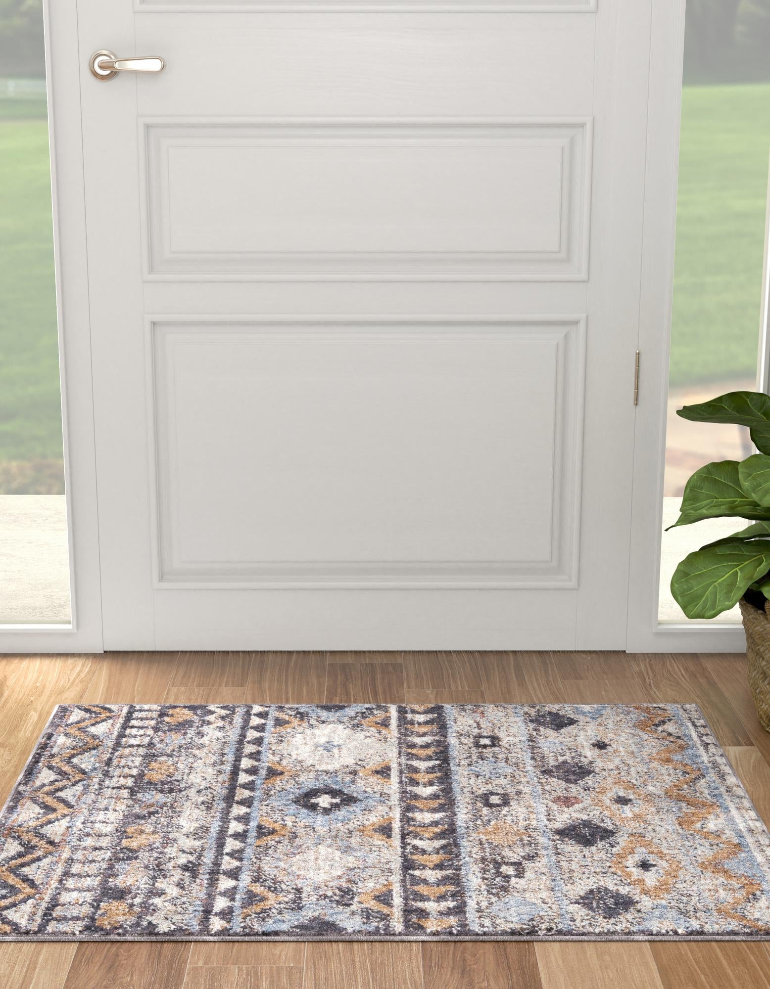 Khaki Gray 5' 3 x 8' Eco Southwestern Rug | Rugs.com