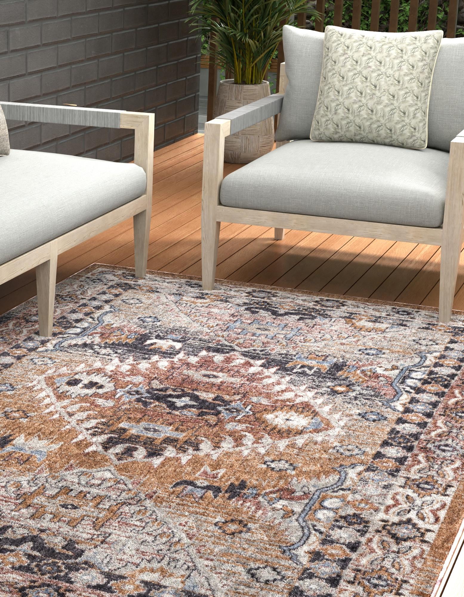 Khaki Gray 5' 3 x 8' Eco Southwestern Rug | Rugs.com