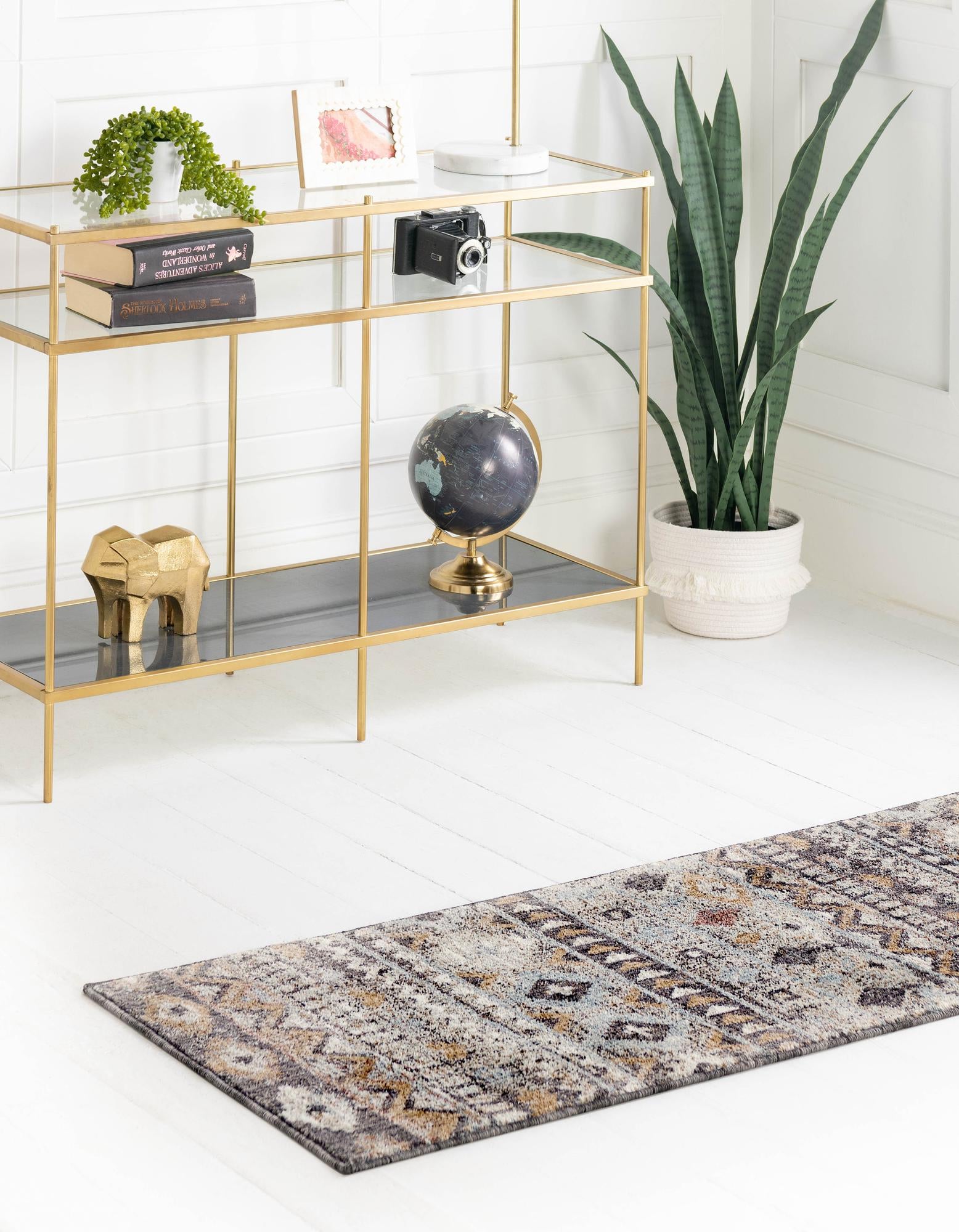 Khaki Gray 2' x 6' Eco Southwestern Runner Rug | Rugs.com