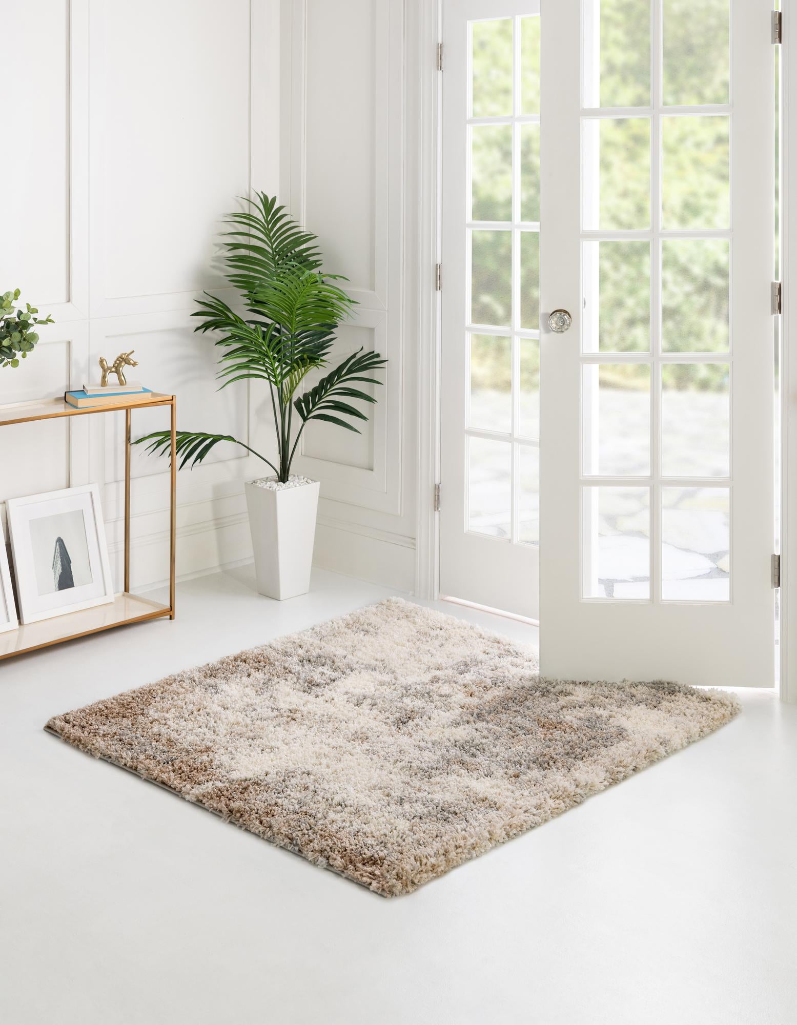 Khaki 4' x 4' Soft Touch Shag Square Rug | Rugs.com