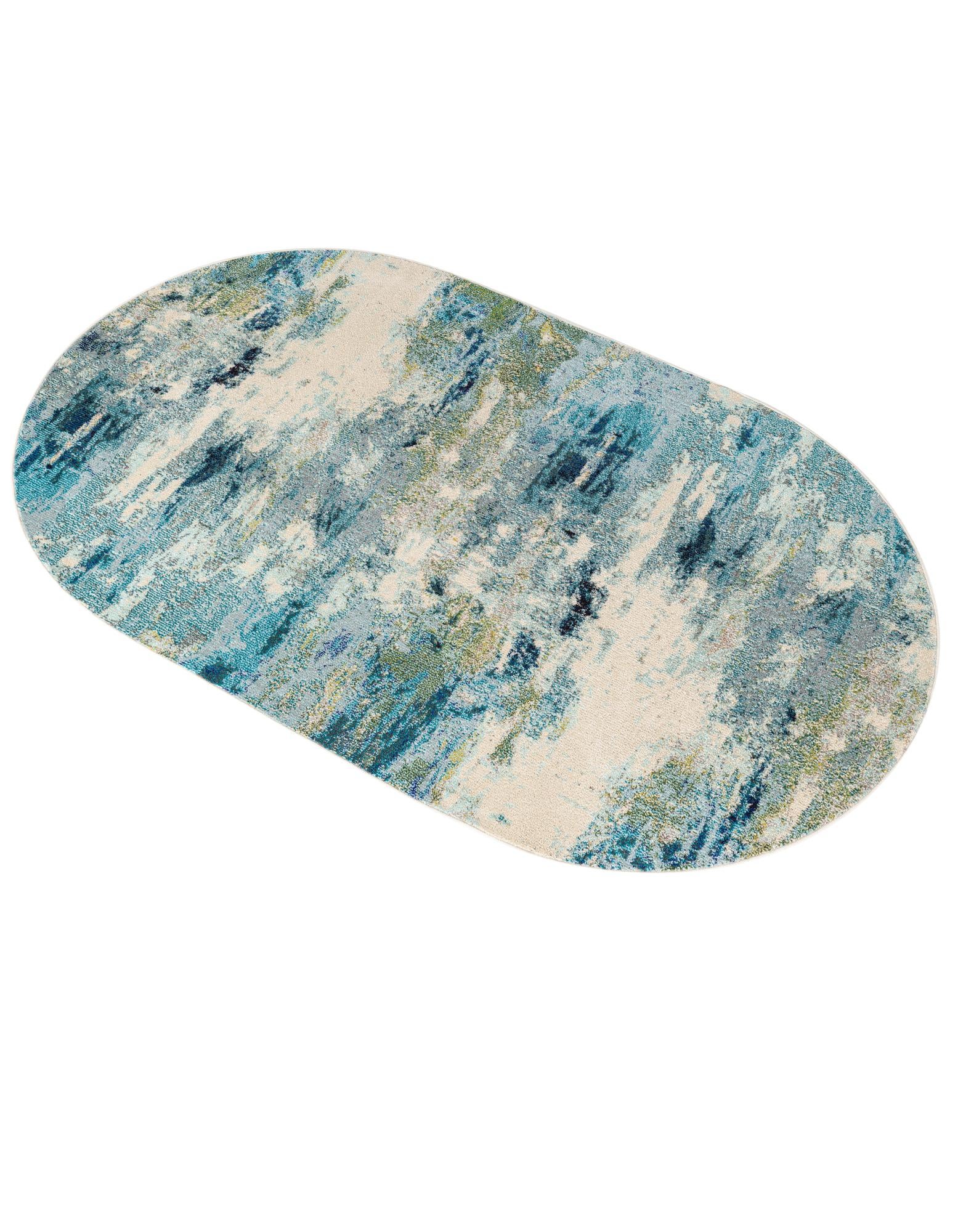 Light Blue 5' x 8' Theia Oval Rug | Rugs.com