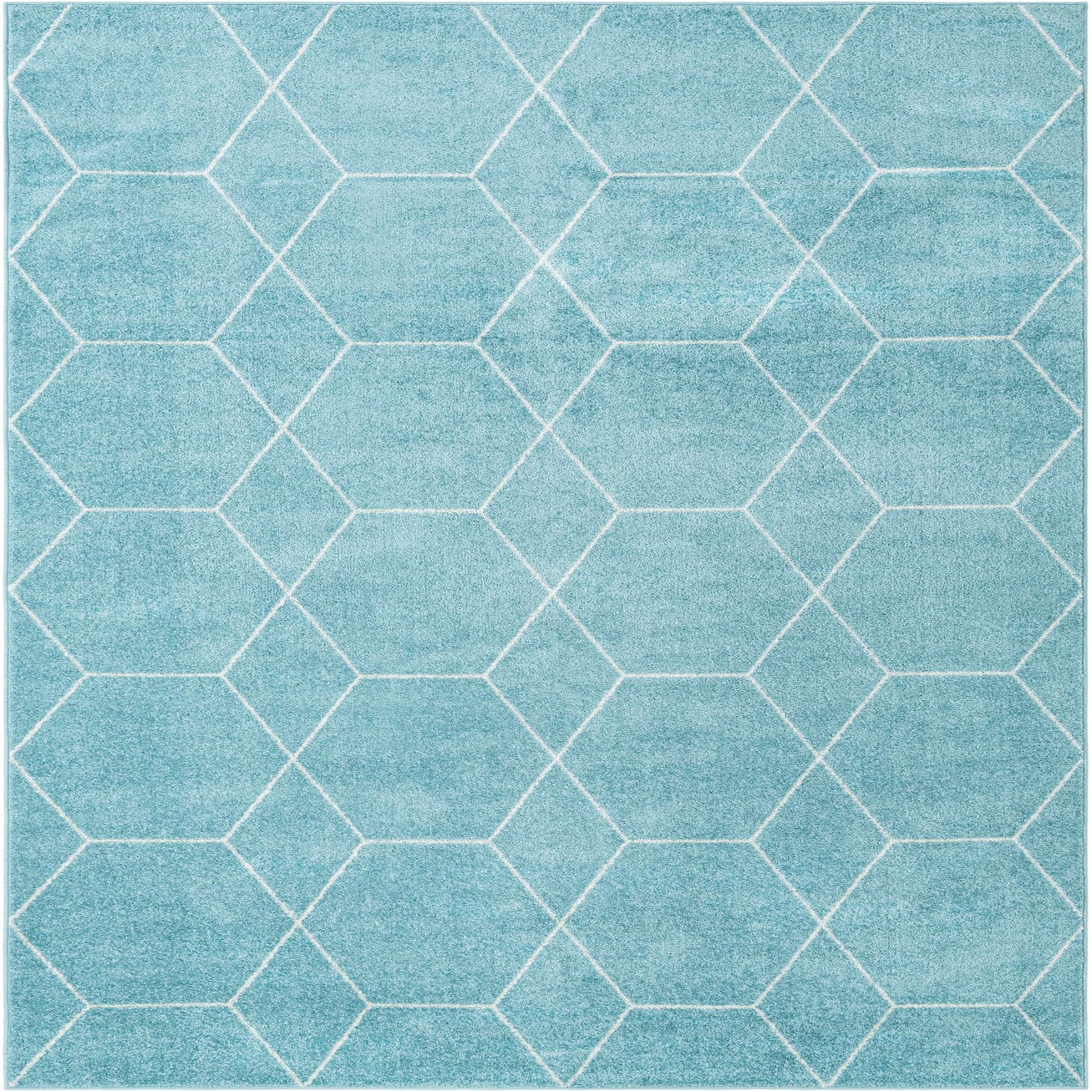 Light Blue 7' x 11' Lattice Frieze Rug | Rugs.com