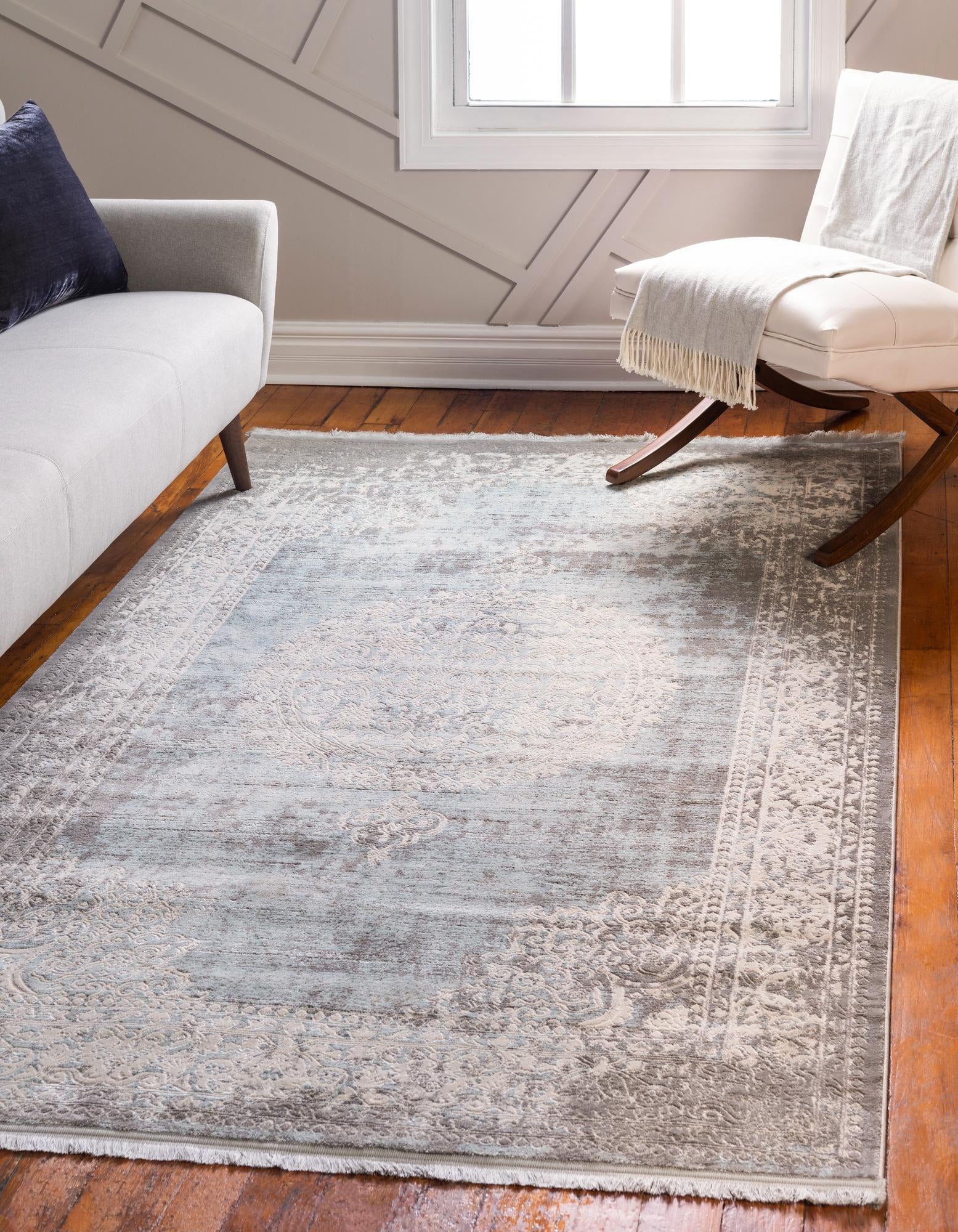 Light Blue 10' x 13' Modern Classical Rug | Rugs.com