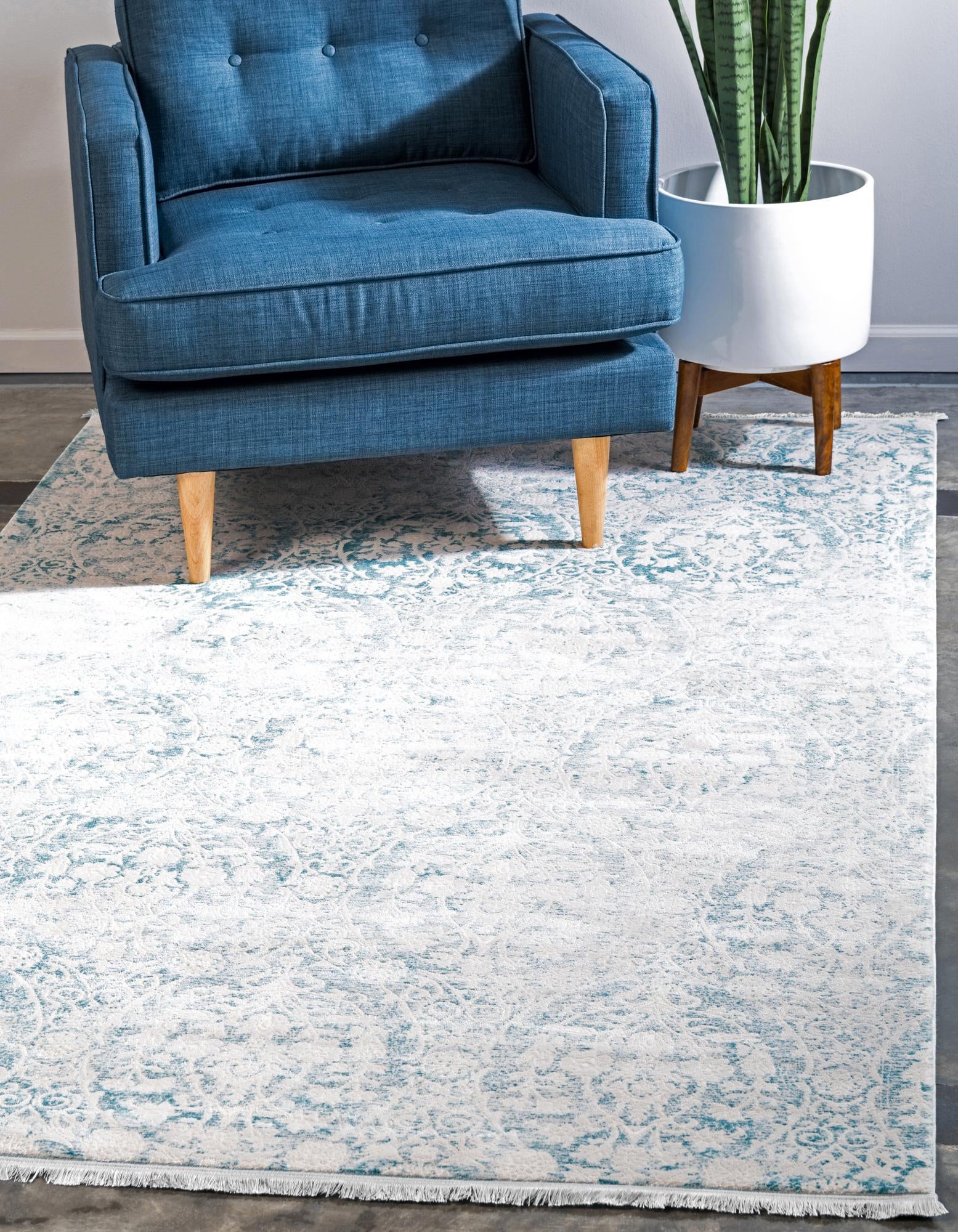 Light Blue 8' x 10' Modern Classical Rug | Rugs.com