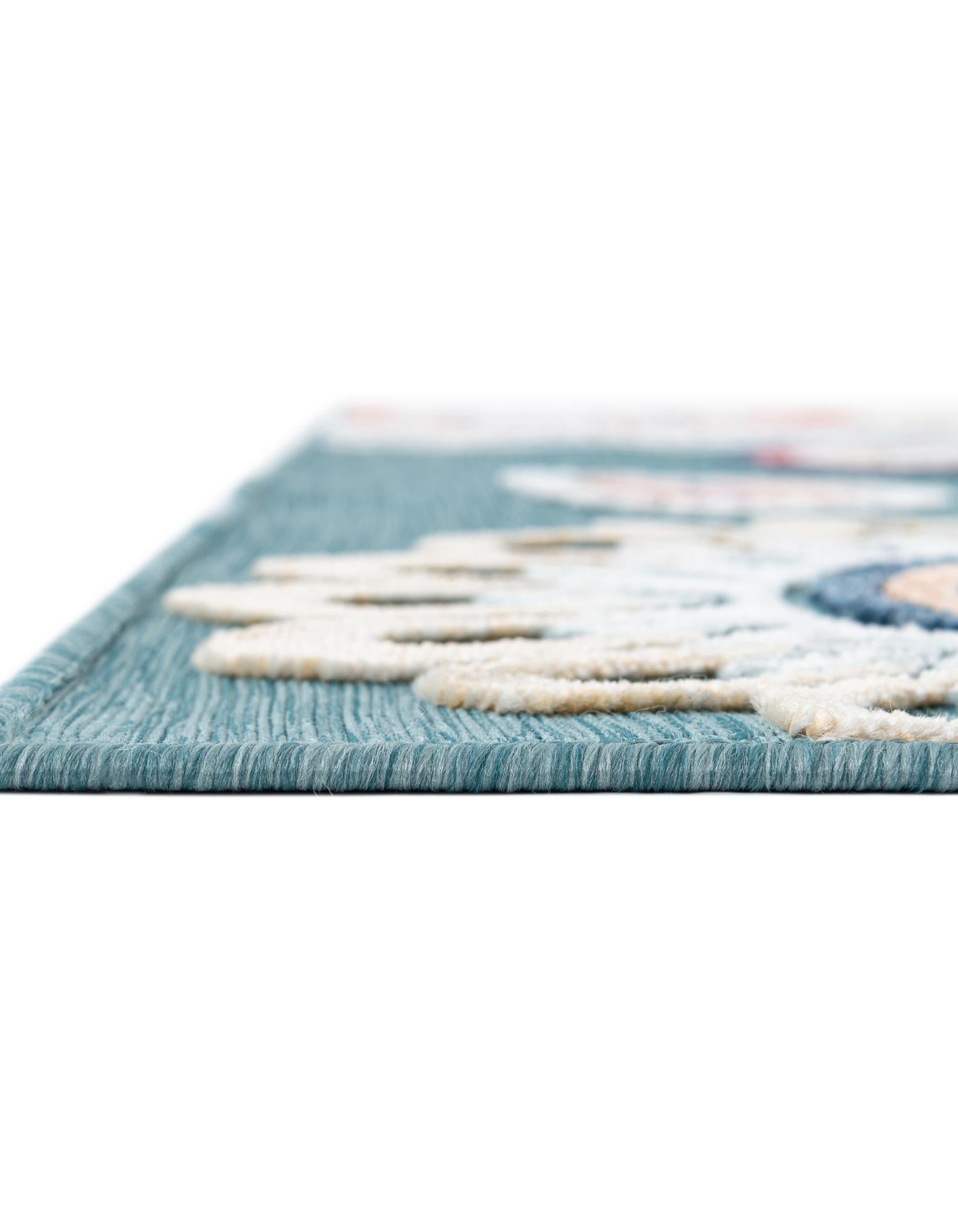 Light Blue 4' 5 x 6' Botanical Indoor / Outdoor Rug | Rugs.com