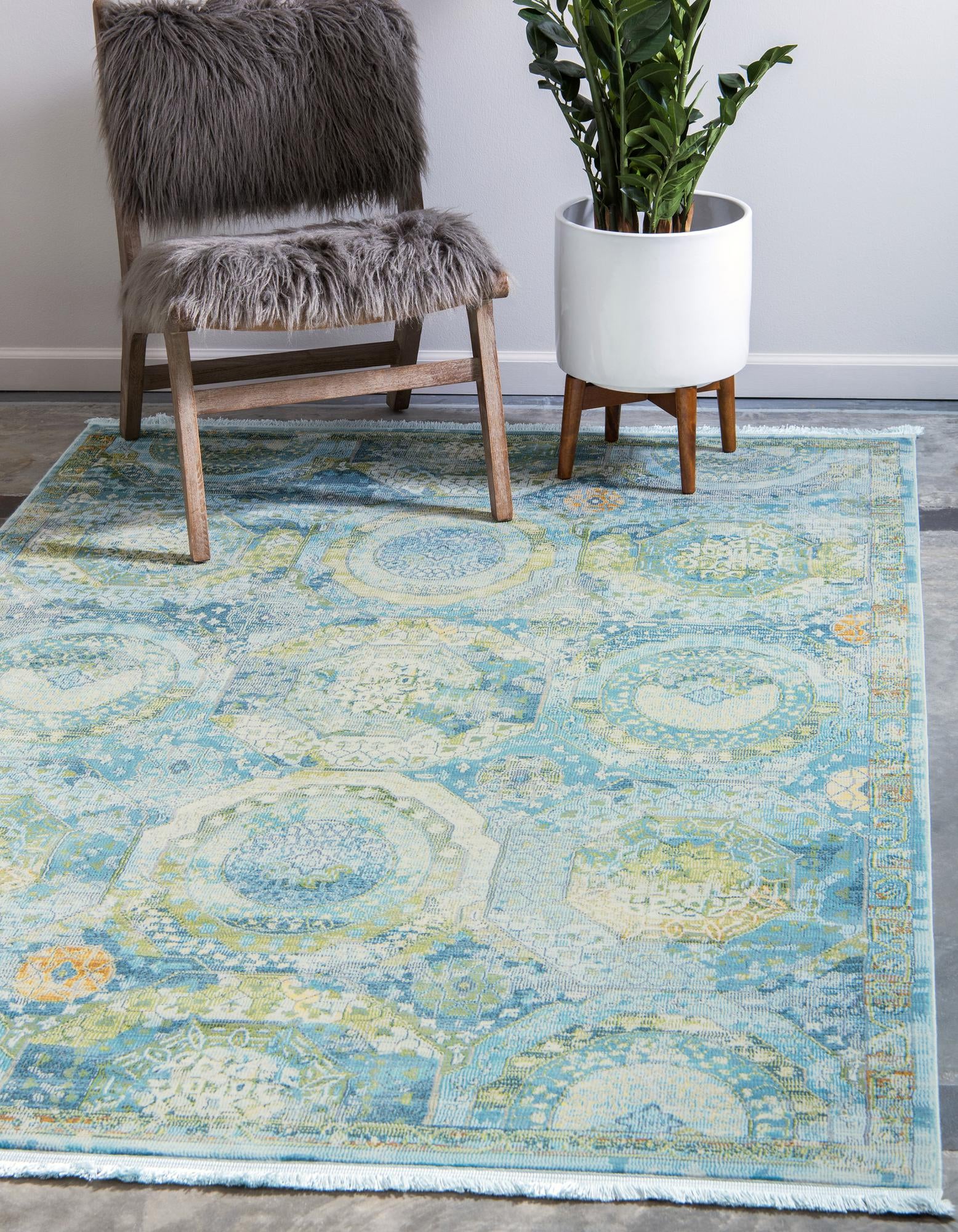 Light Blue 5' 5 x 8' Santiago Rug | Rugs.com
