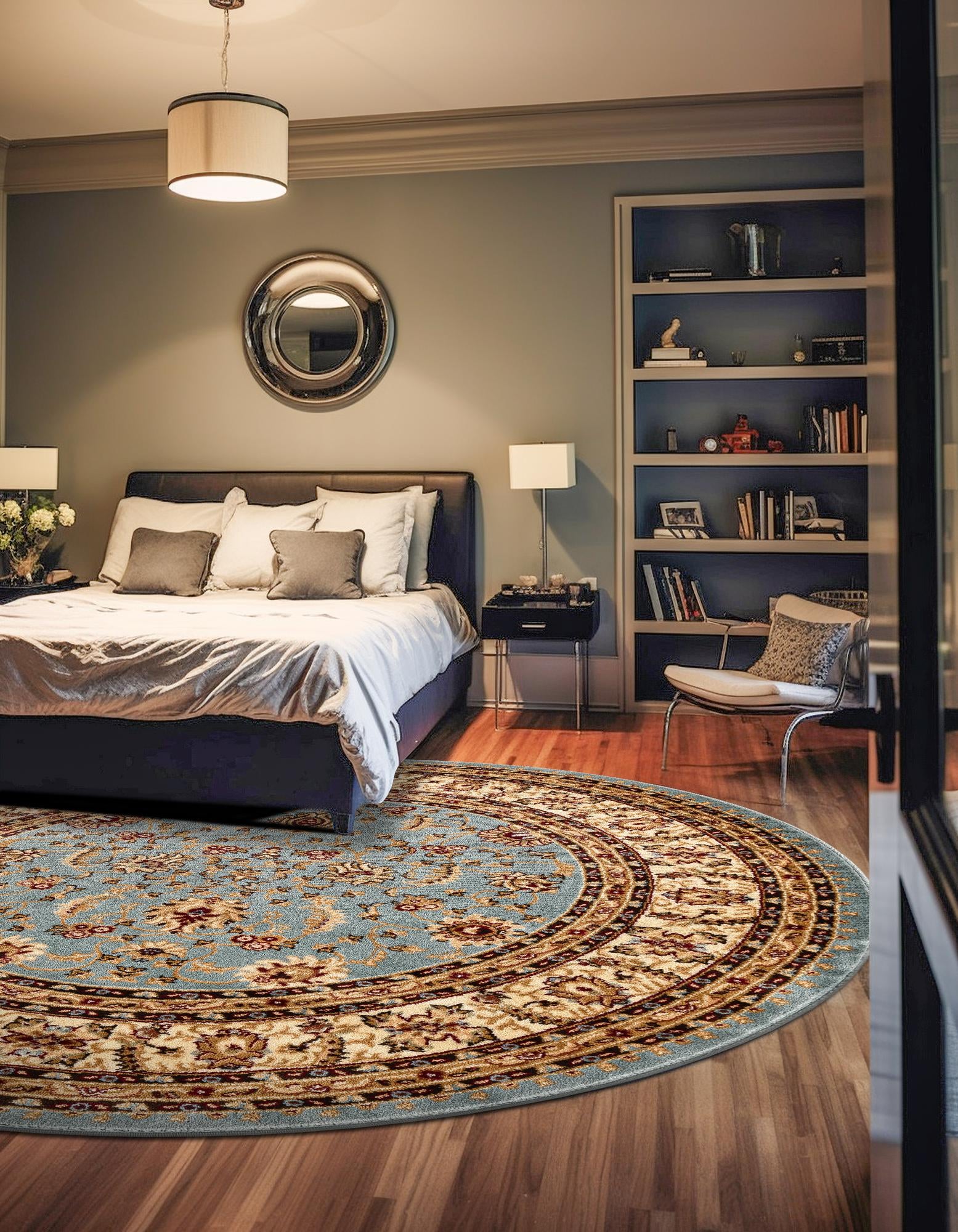 Light Blue 6' x 6' Aditi Round Rug | Rugs.com