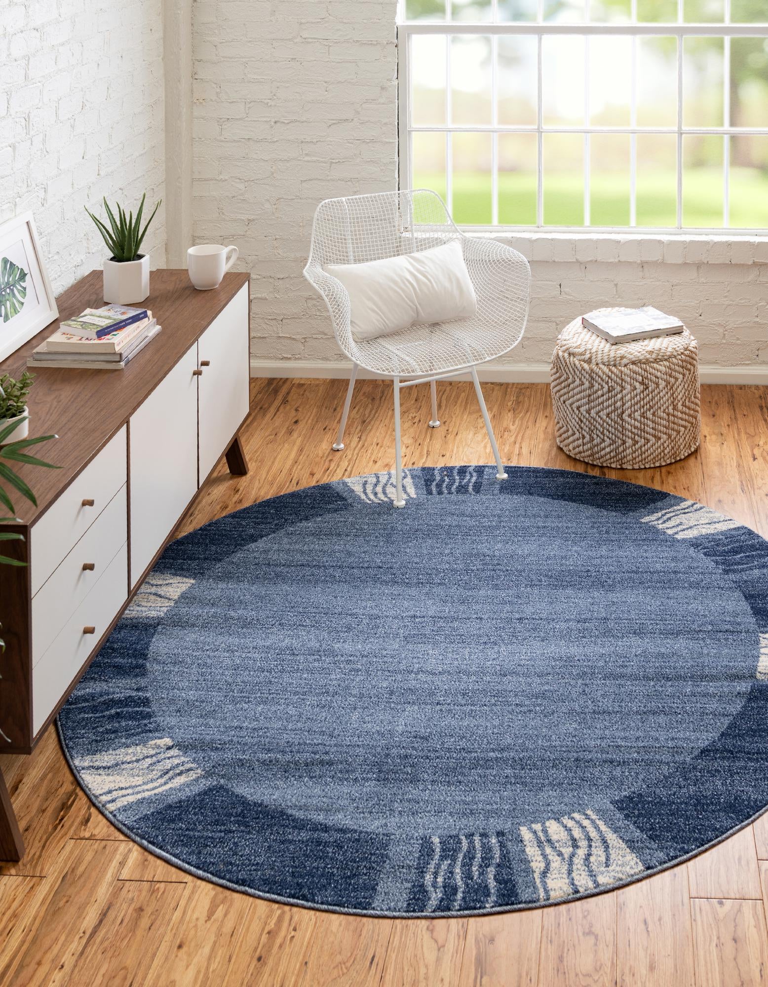 Light Blue 6' x 6' Bellamy Angelica Round Rug | Rugs.com
