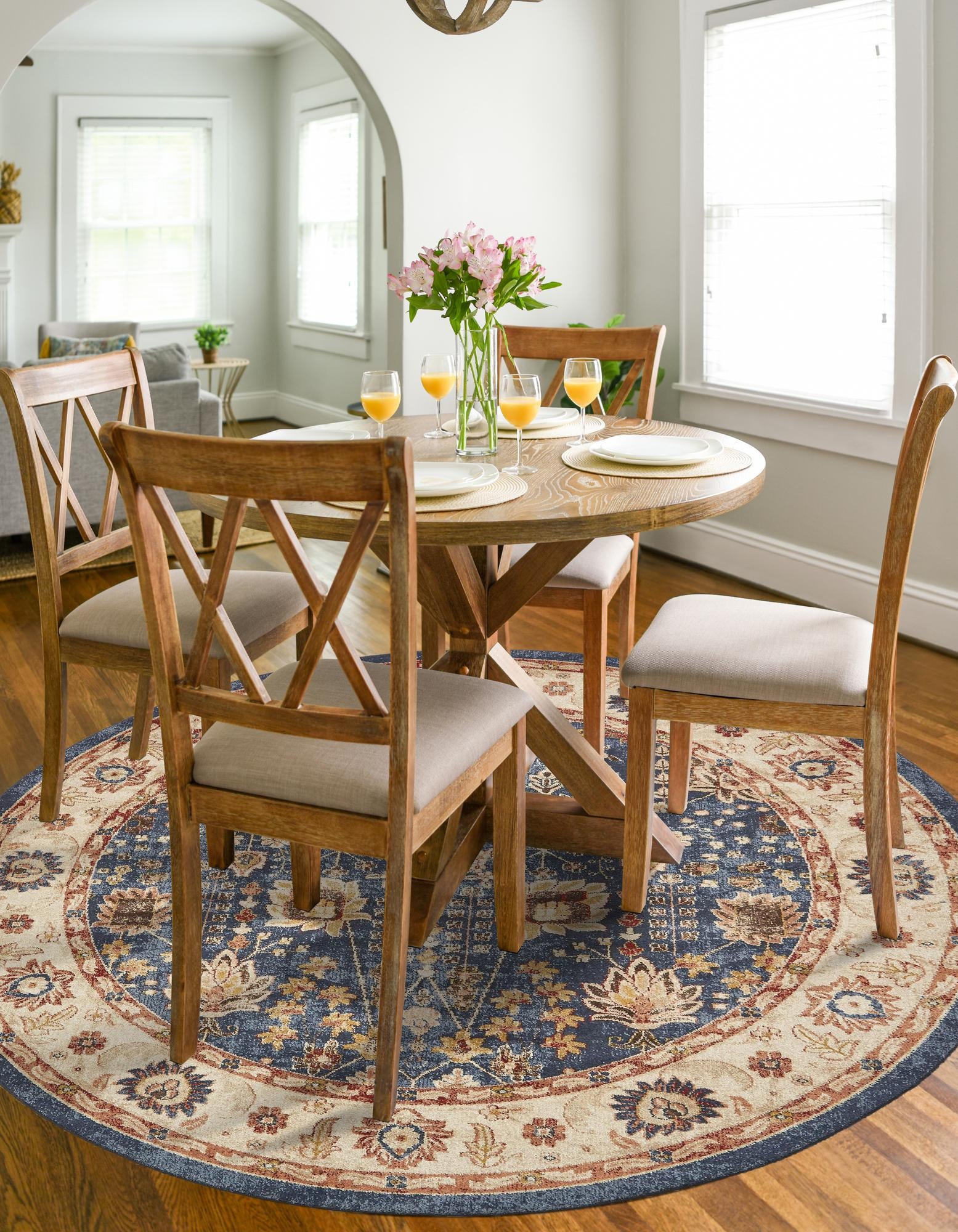 Light Blue 8' x 8' Eden Round Rug | Rugs.com