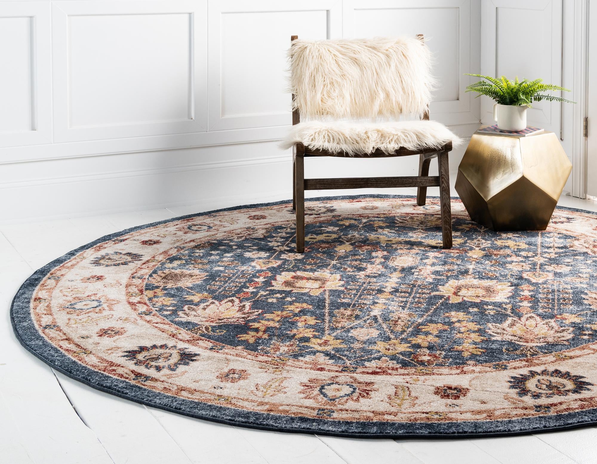 Light Blue 8' x 8' Eden Round Rug | Rugs.com