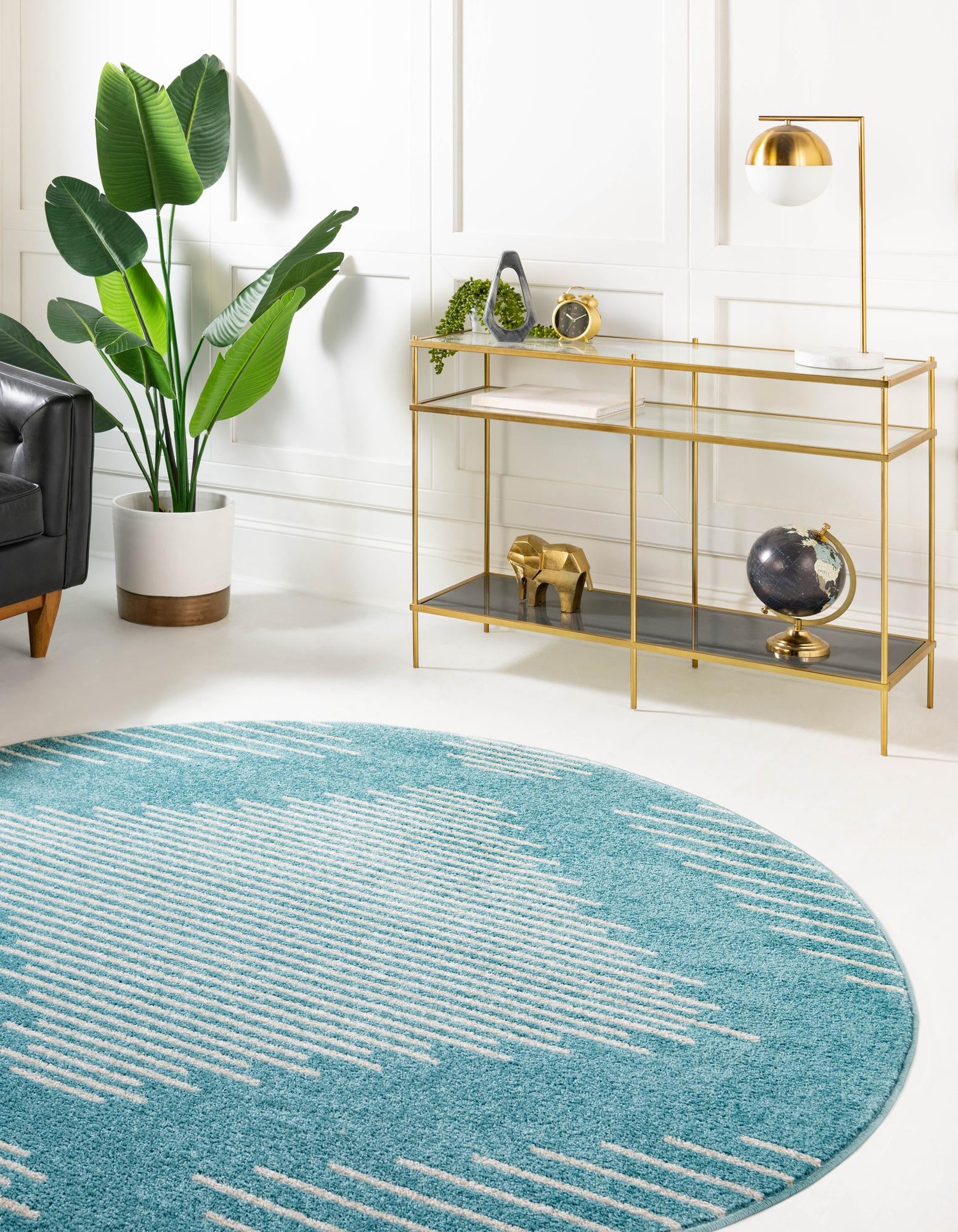 Light Blue 9' 10 x 9' 10 Kai Round Rug | Rugs.com