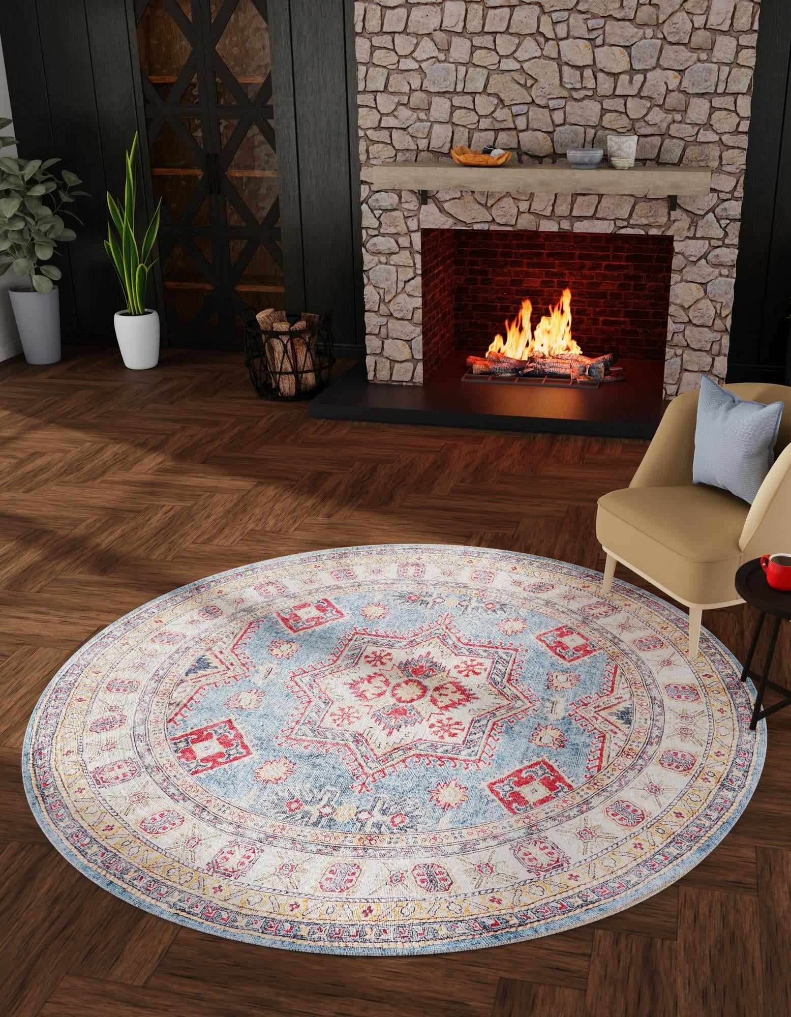 Light Blue 2' x 2' Timeless Round Rug | Rugs.com
