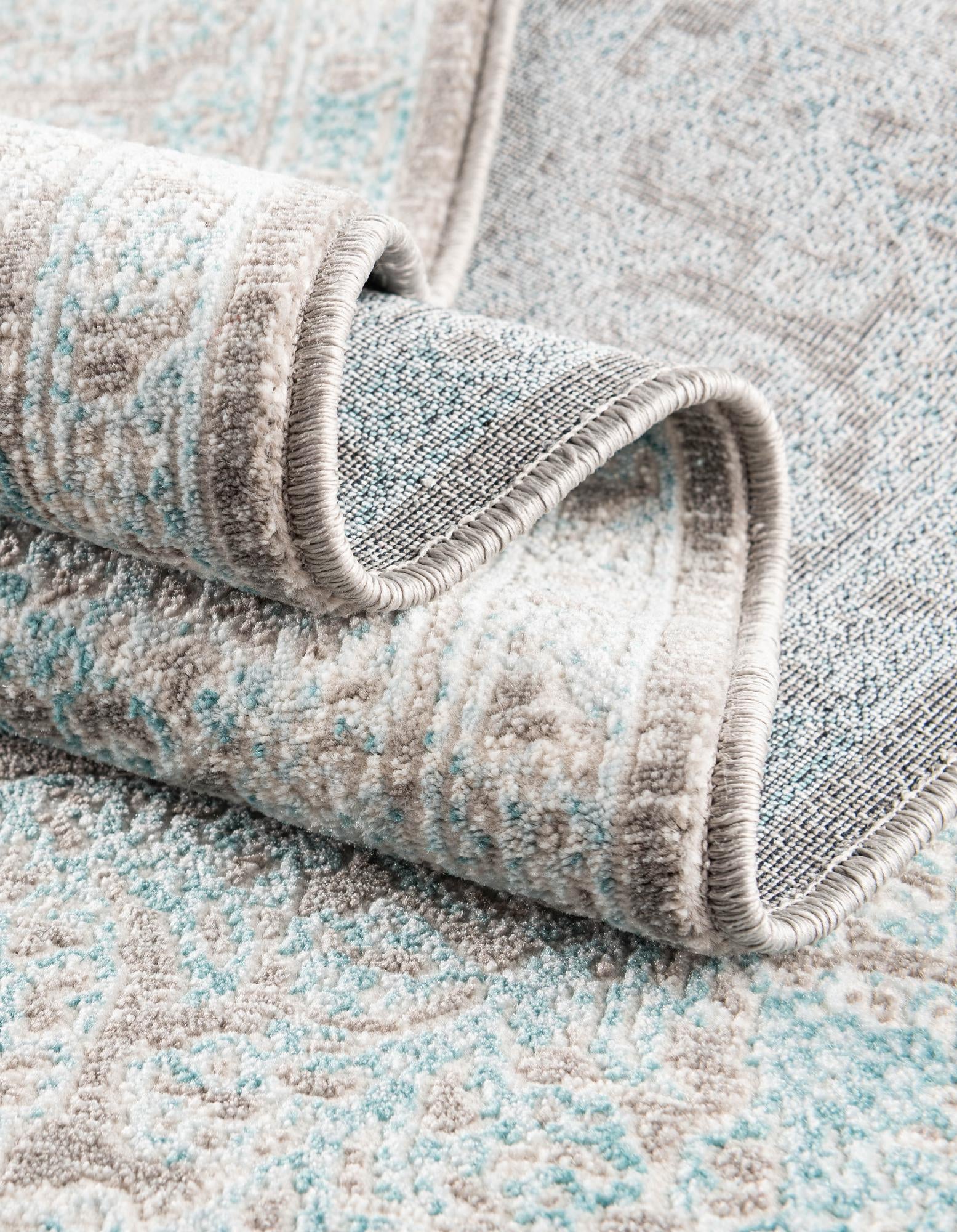 Light Blue 2' 7 x 10' Modern Classical Runner Rug | Rugs.com