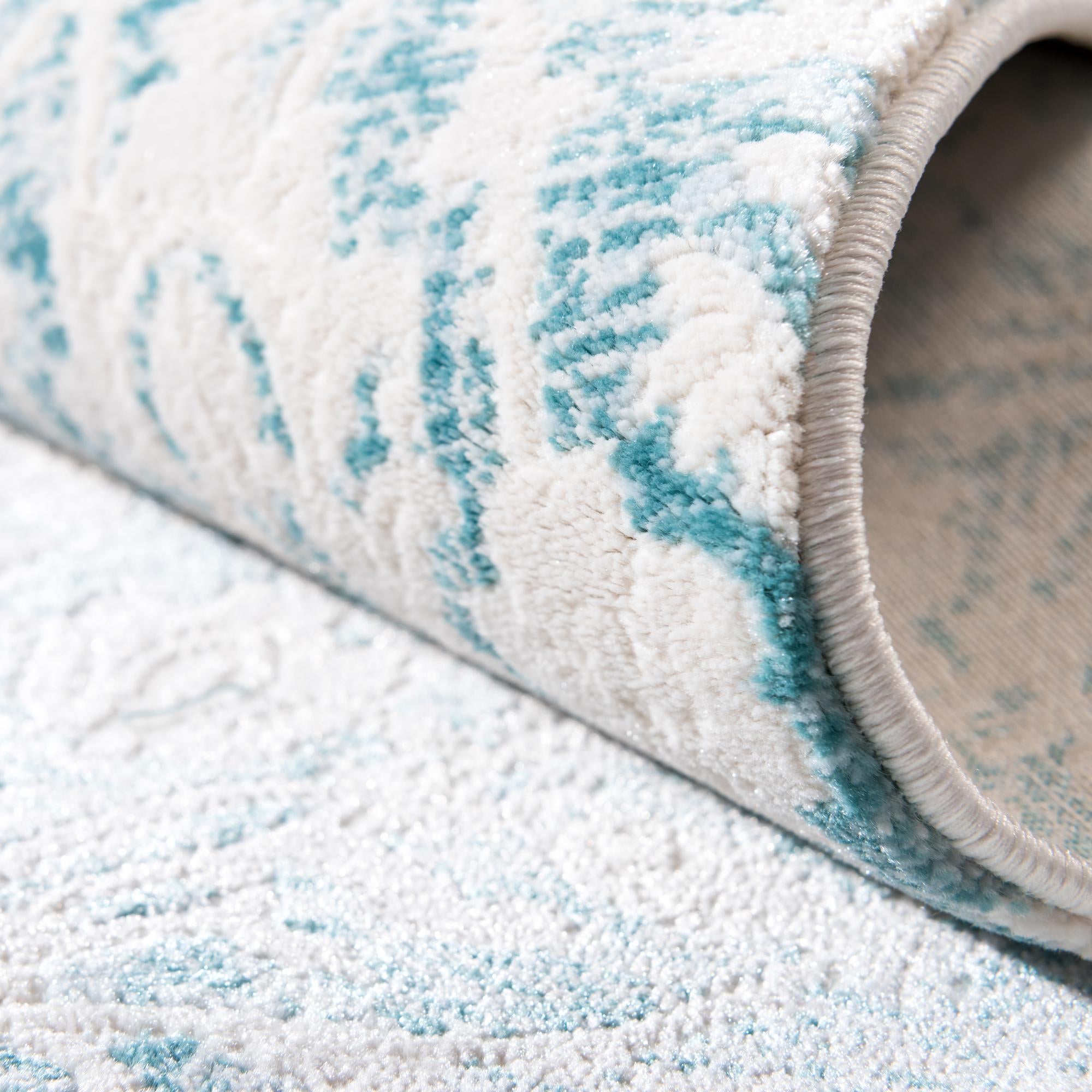 Light Blue 2' 7 x 10' Modern Classical Runner Rug | Rugs.com