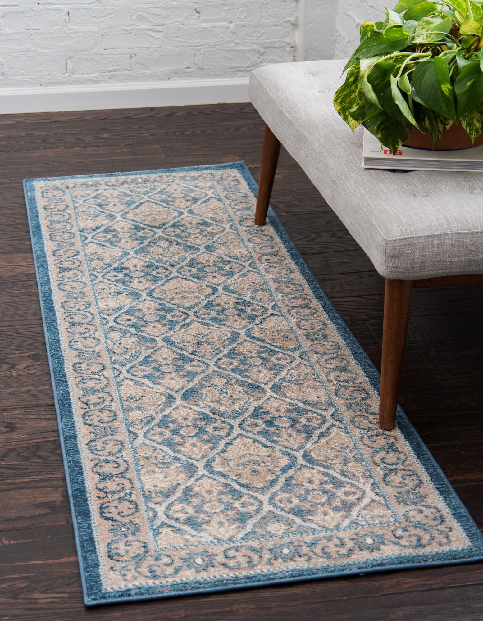 Blue 2' x 6' Miranda Runner Rug | Rugs.com