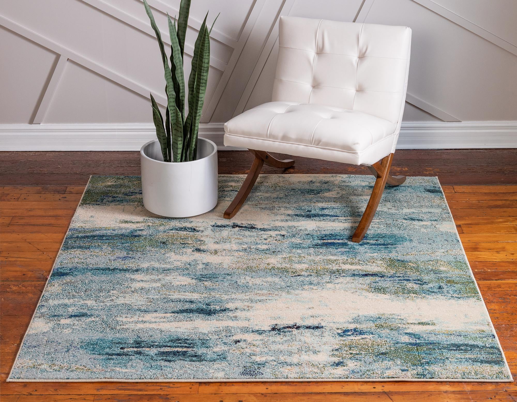 Light Blue 8' x 8' Theia Square Rug | Rugs.com