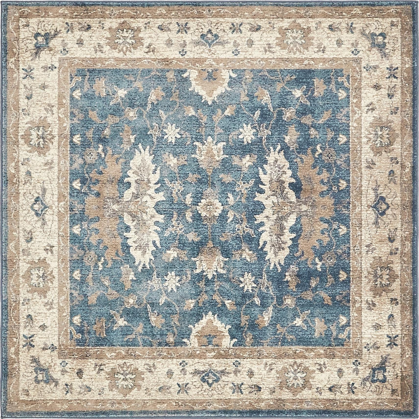 Cream 5' x 5' Viola Square Rug | Rugs.com