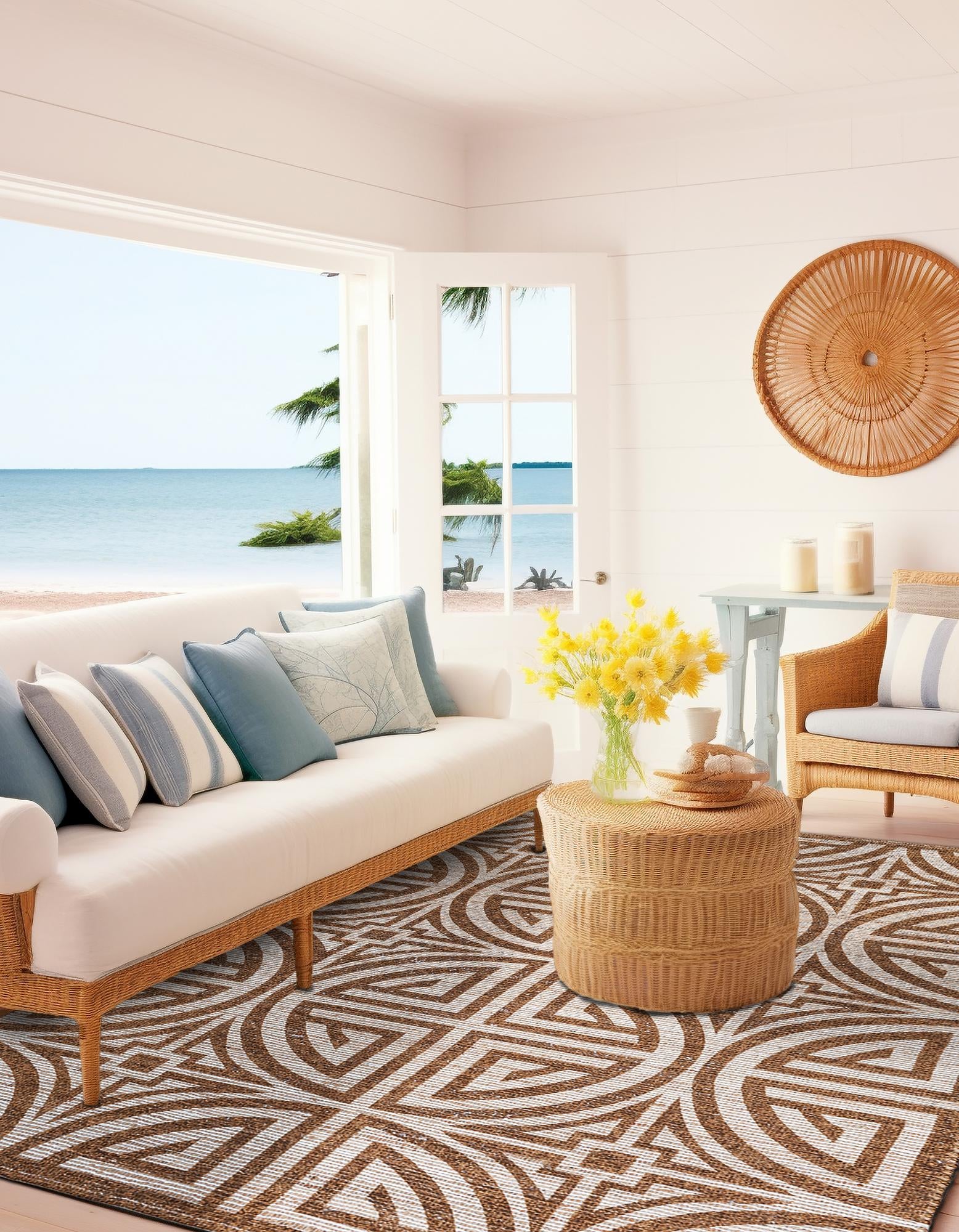 Light Brown and Ivory 4' 1 x 6' 1 Hand Woven Chenille Jute Rug | Rugs.com