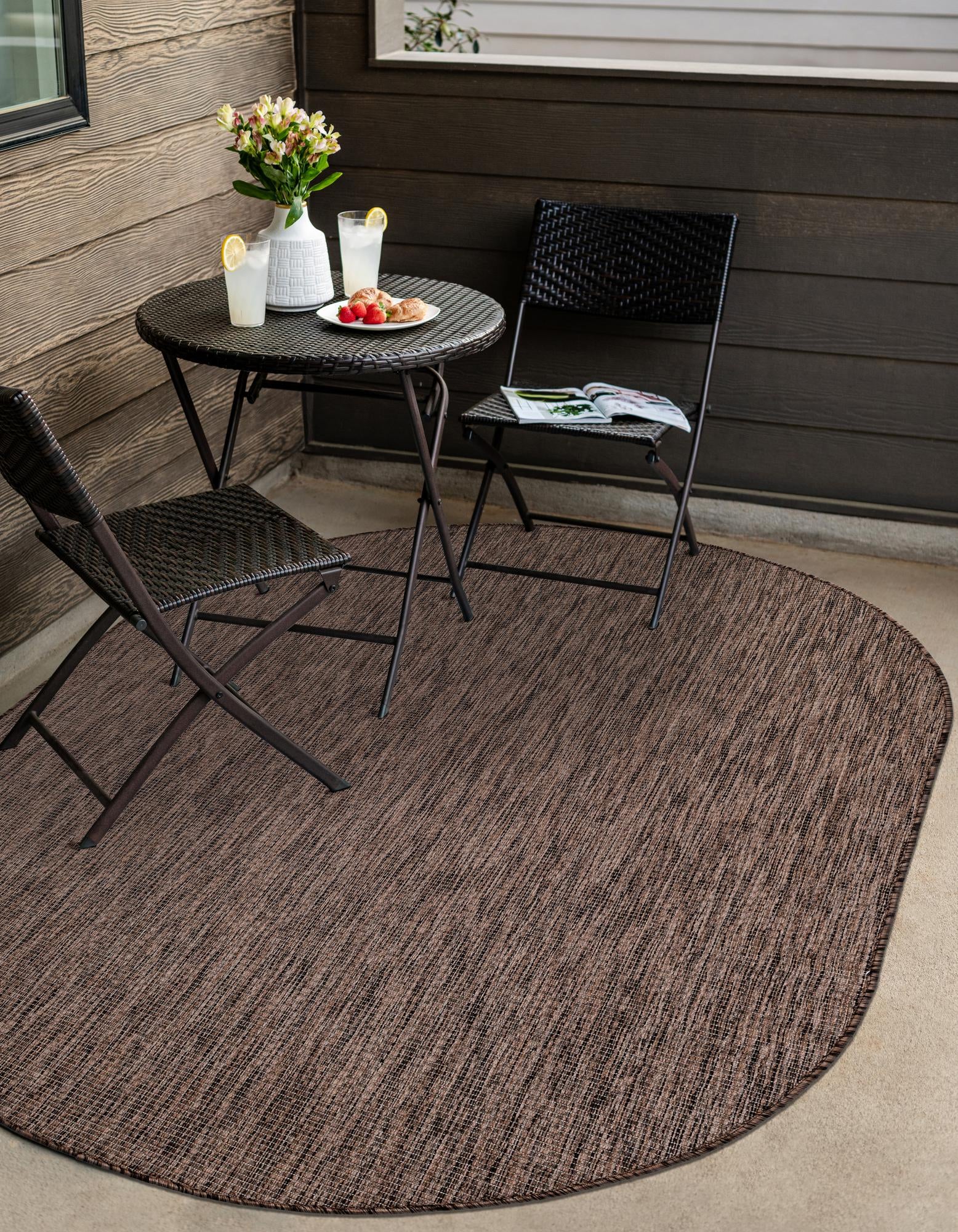 Light Brown 3' 3 x 5' 3 Solid Indoor / Outdoor Oval Rug | Rugs.com