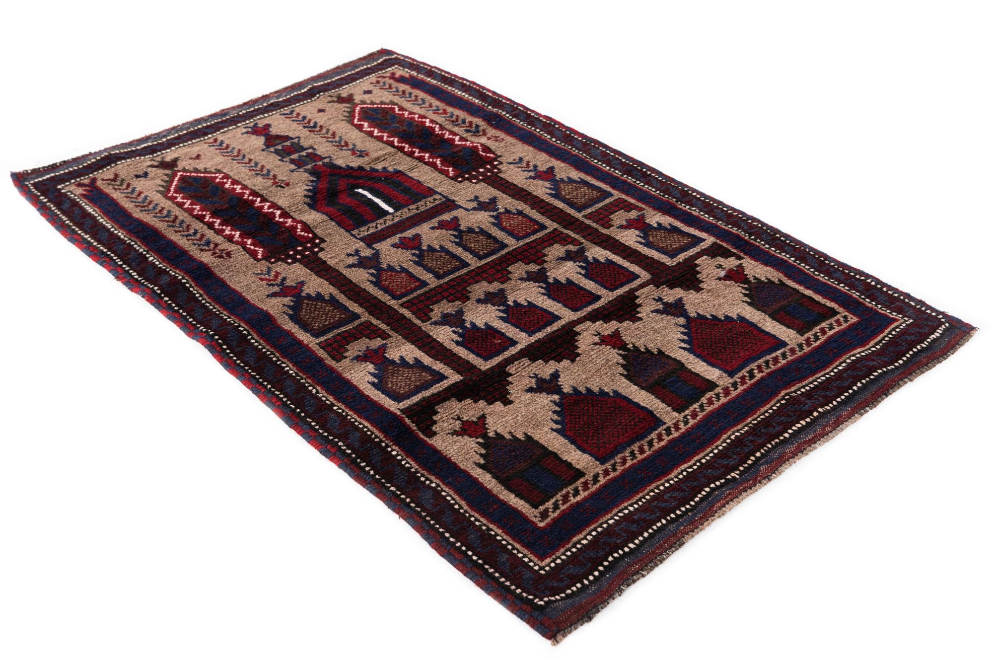 Light Brown 2' 10 x 4' 5 Hand Knotted Balouch Persian Wool Rug | Rugs.com