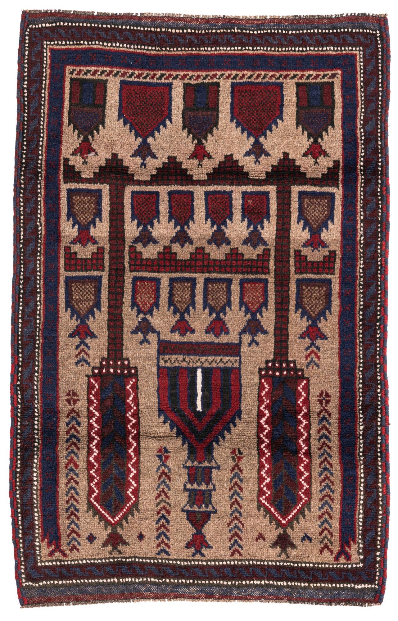 Light Brown 2' 10 x 4' 5 Hand Knotted Balouch Persian Wool Rug | Rugs.com
