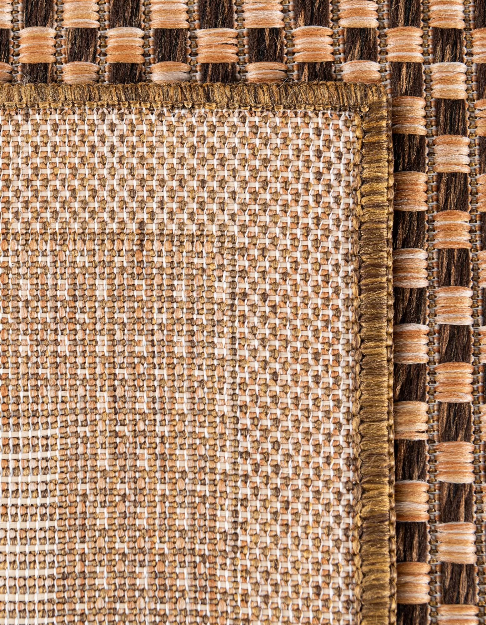 Light Brown 5' 3 x 8' Border Indoor / Outdoor Rug | Rugs.com