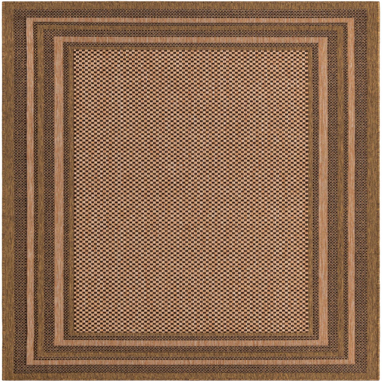 Light Brown 5' 3 x 8' Border Indoor / Outdoor Rug | Rugs.com