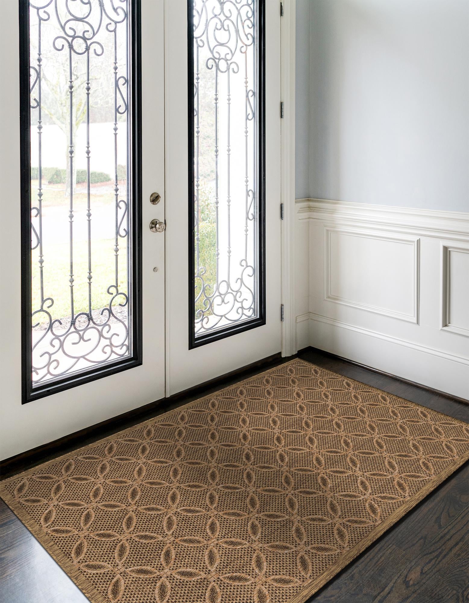 Light Brown 9' x 12' 2 Lattice Indoor / Outdoor Rug | Rugs.com