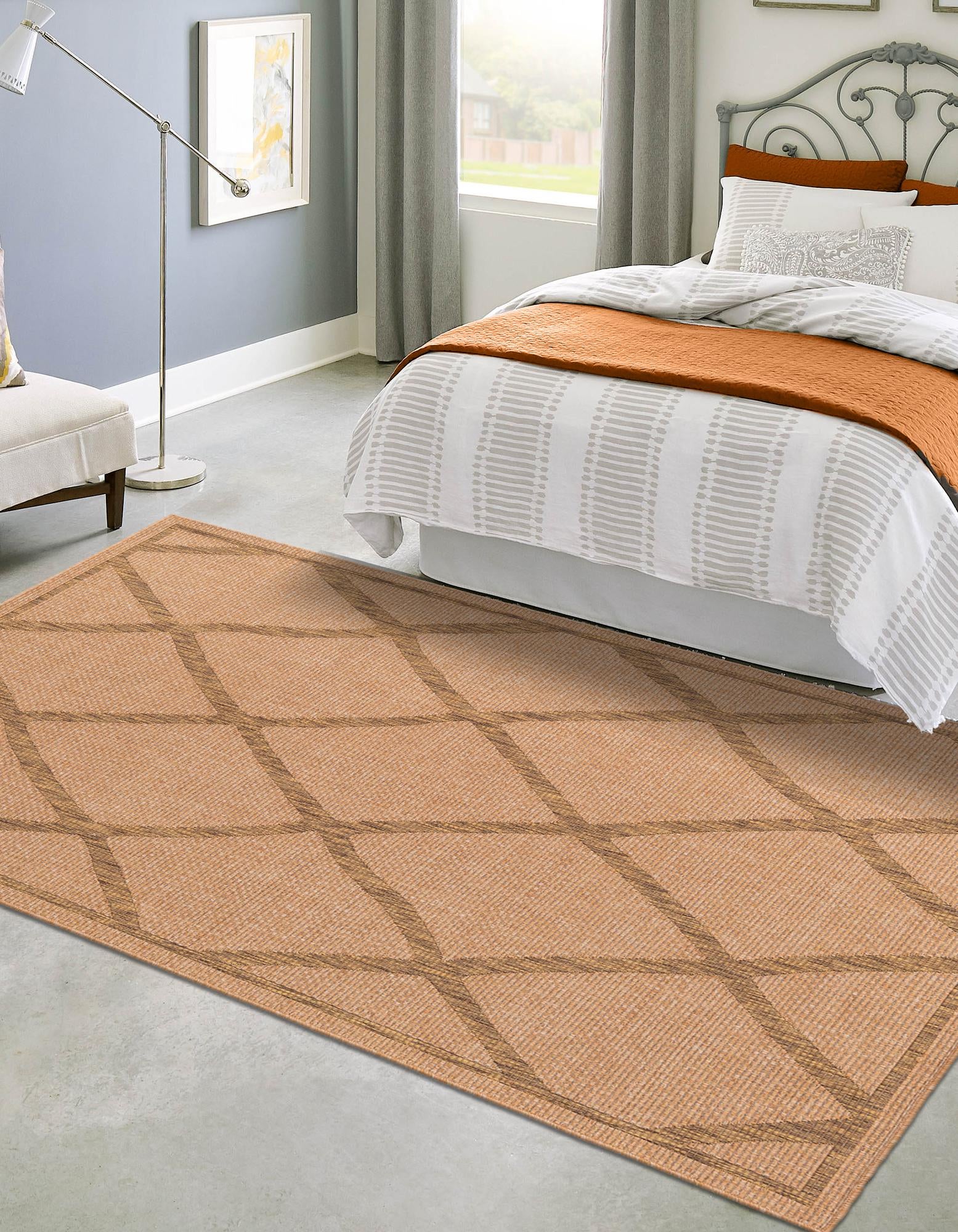 Light Brown 9' x 12' 2 Lattice Indoor / Outdoor Rug | Rugs.com