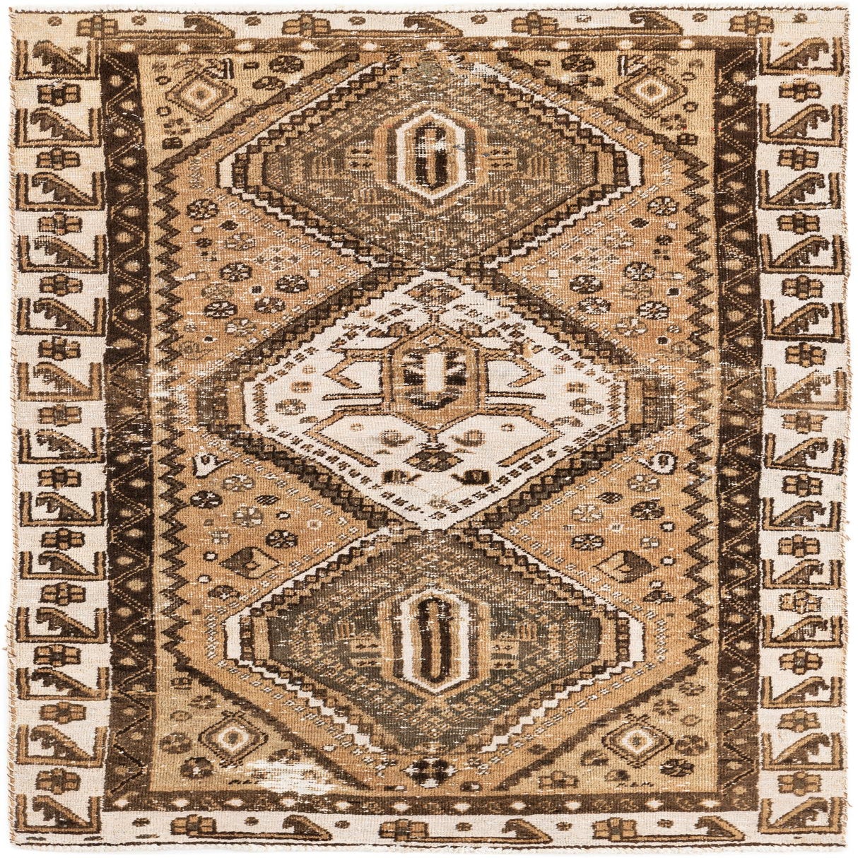 Light Brown 3' 8 x 6' 2 Hand Knotted Ultra Vintage Persian Wool Rug ...