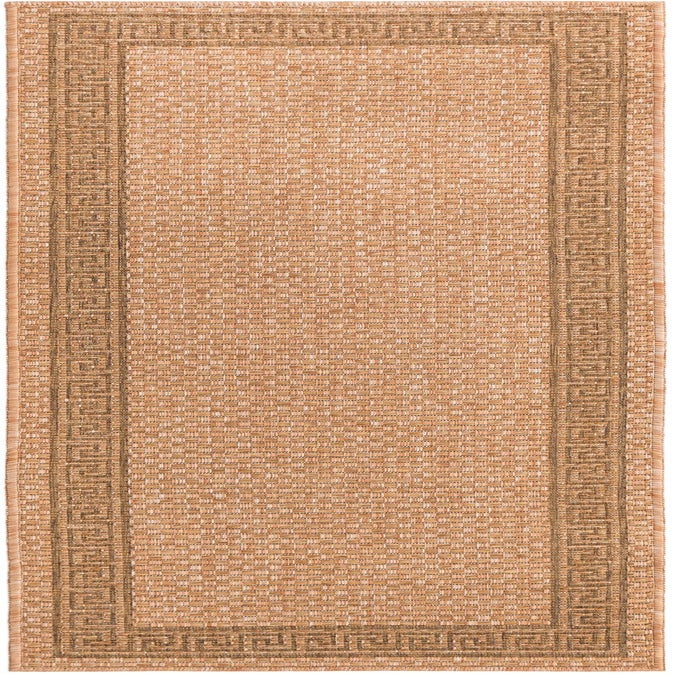 Light Brown 2' x 6' Border Outdoor Runner Rug | Rugs.com
