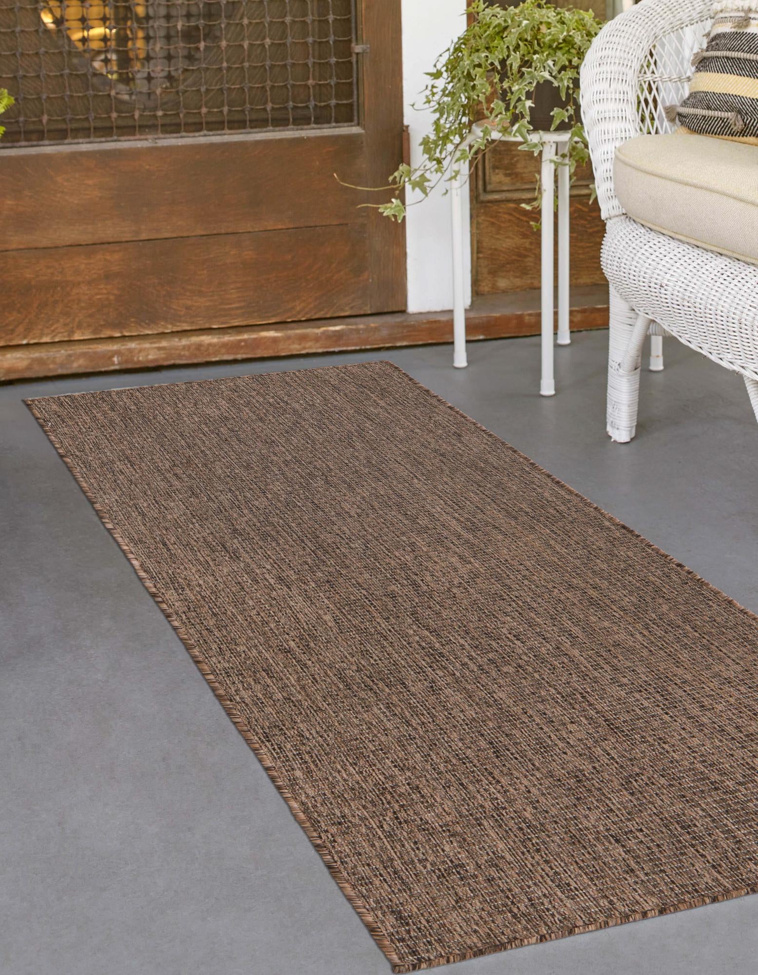 Light Brown 2' x 6' Solid Indoor / Outdoor Runner Rug | Rugs.com