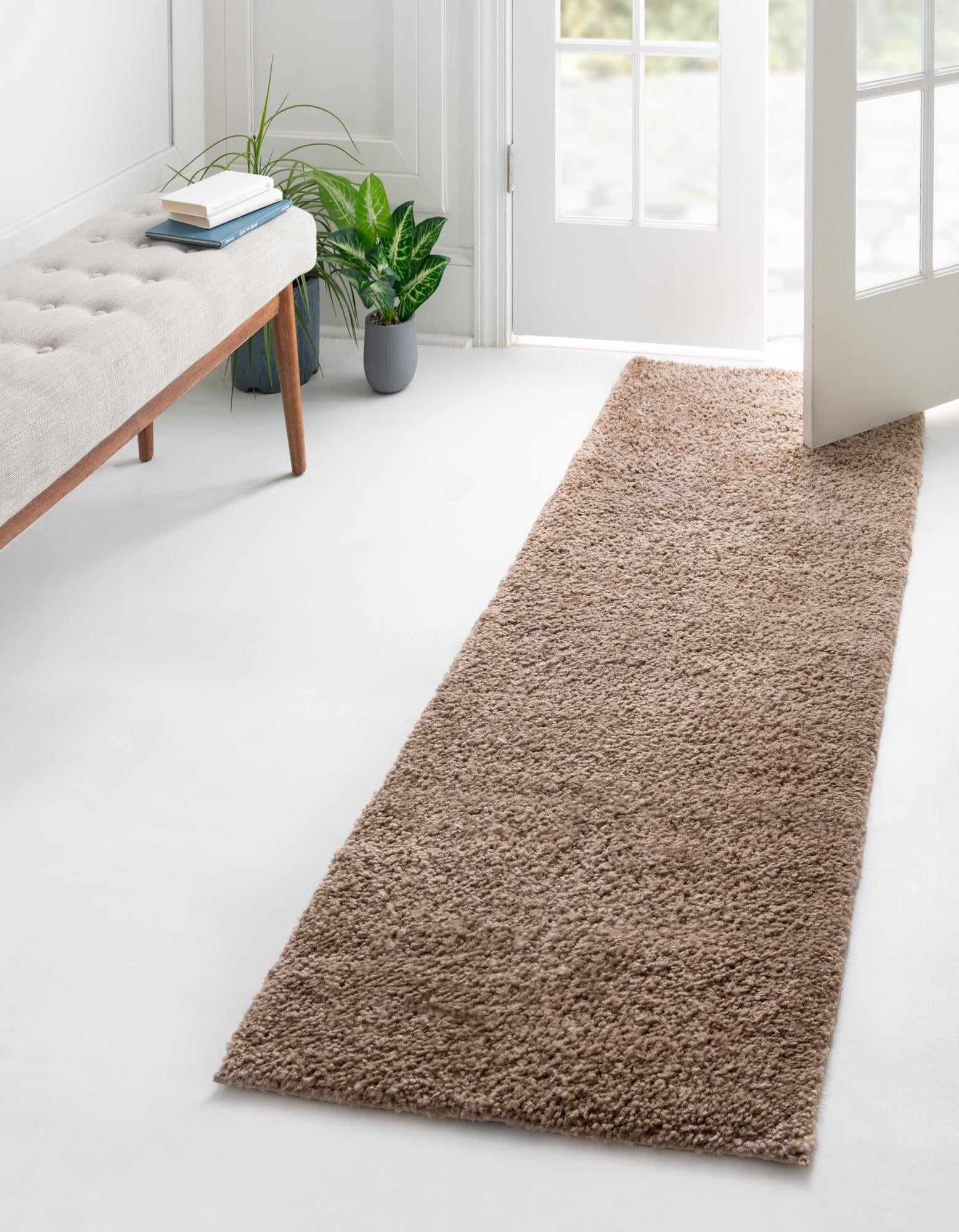 Light Brown 2' 2 x 6' 7 Solid Frieze Runner Rug | Rugs.com